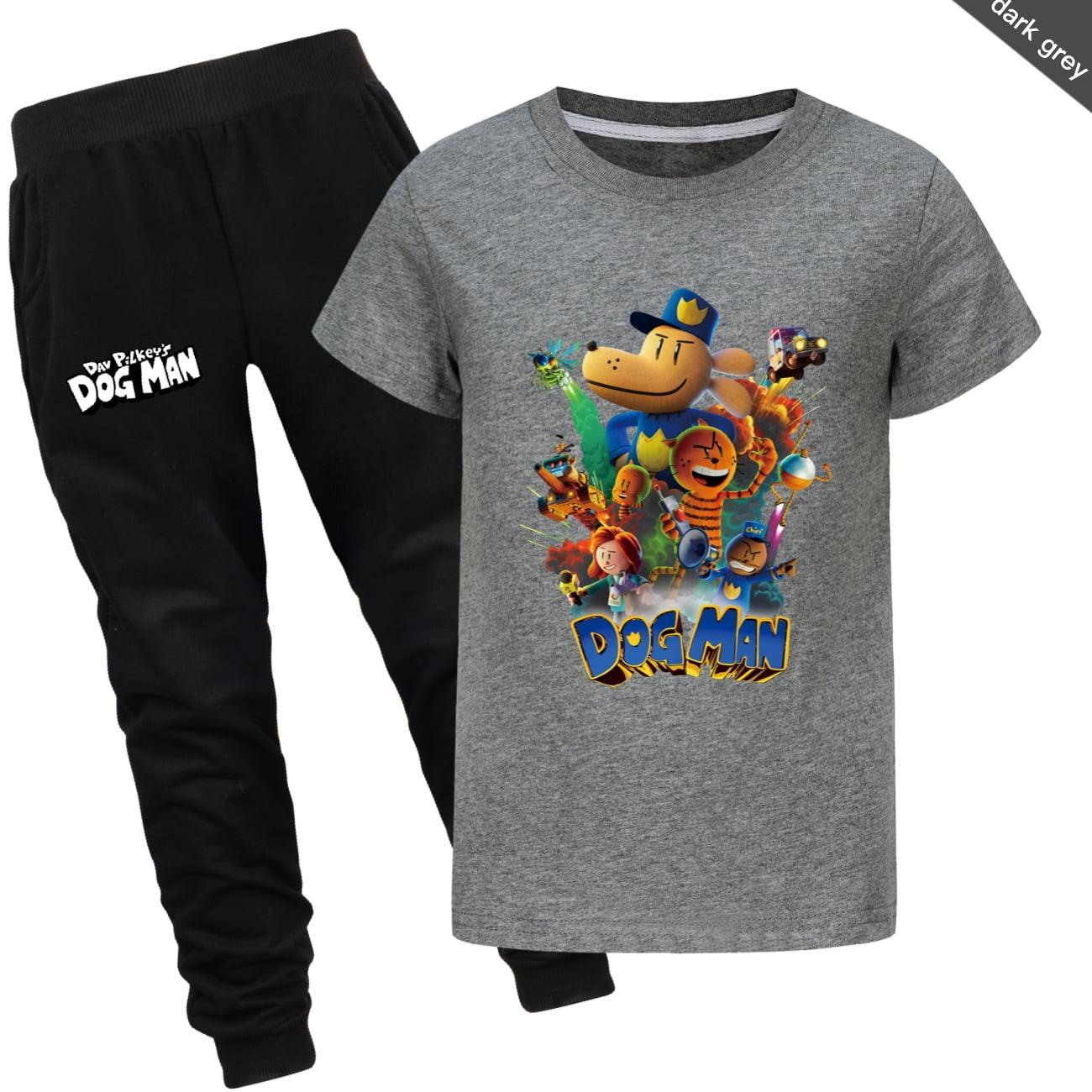 DOG MAN Summer round-neck printed short-sleeved T-shirt and Shorts Set ...