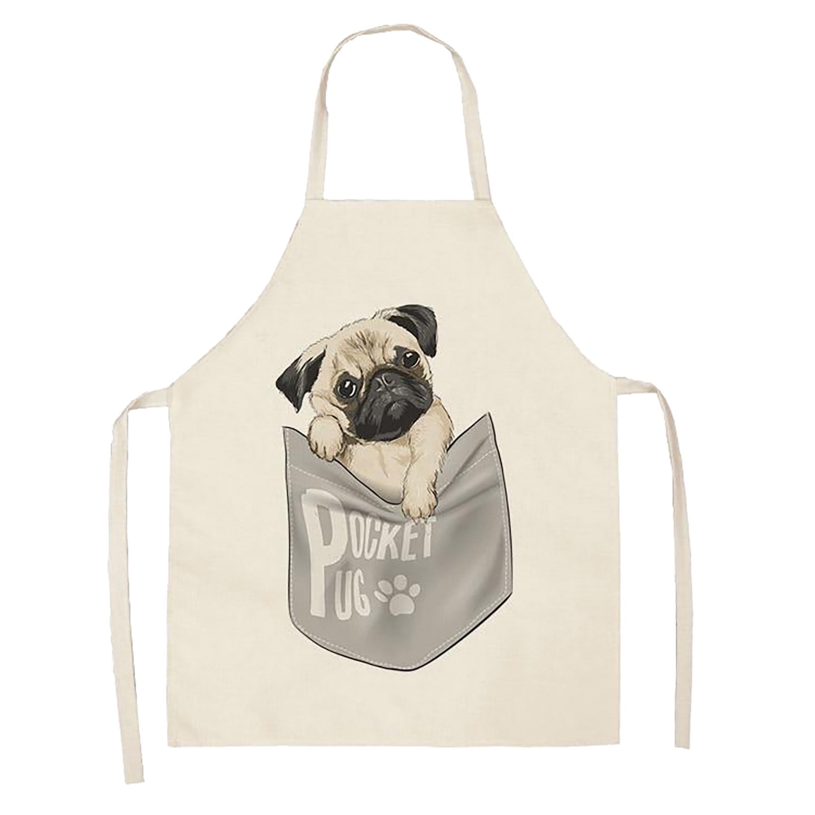 DOG PUG Printed Cotton Linen Sleeveless Apron Kitchen - Walmart.com
