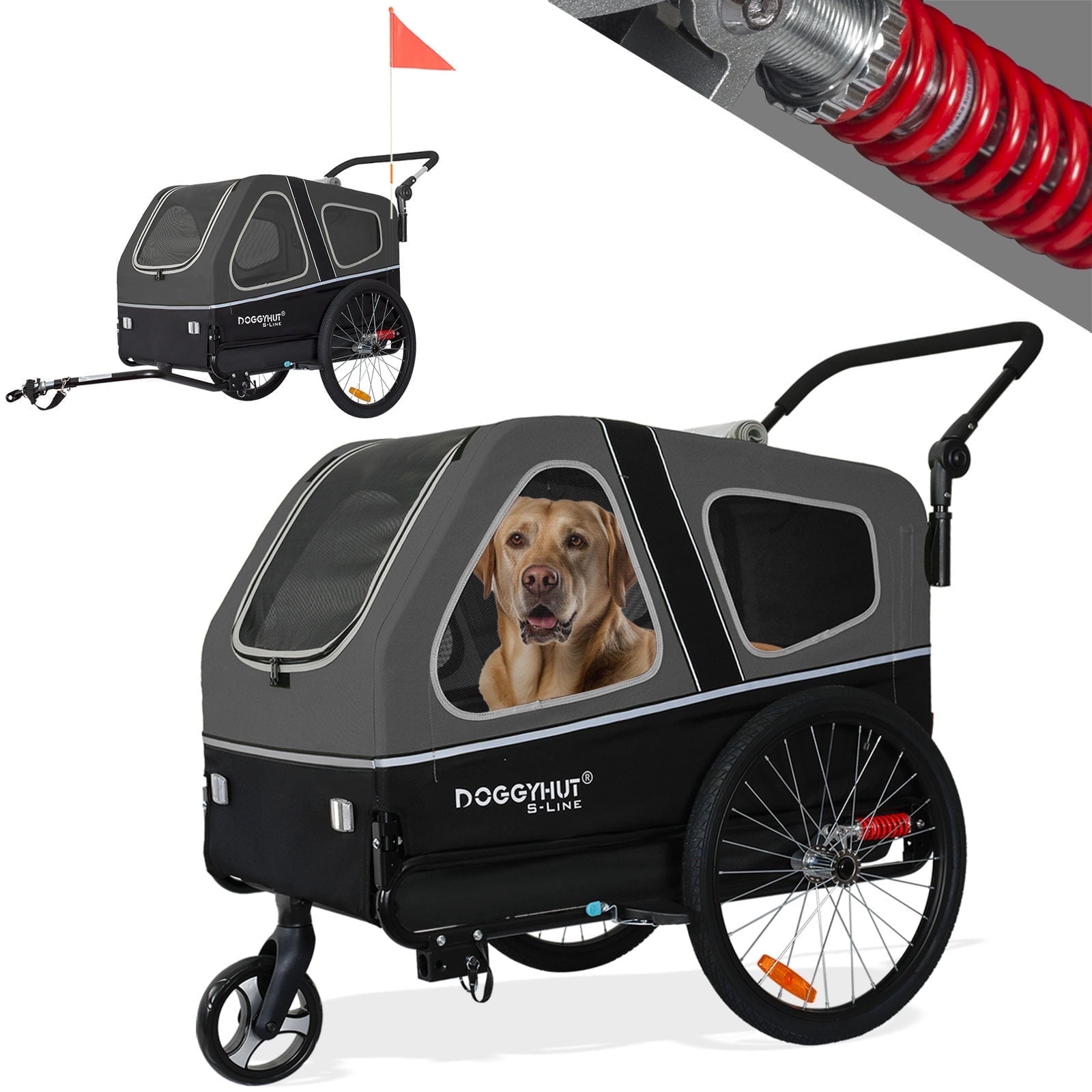 Doggyhut, DOGGYHUT S-Line XL Pet Bike Trailer & Stroller, Size XL ...