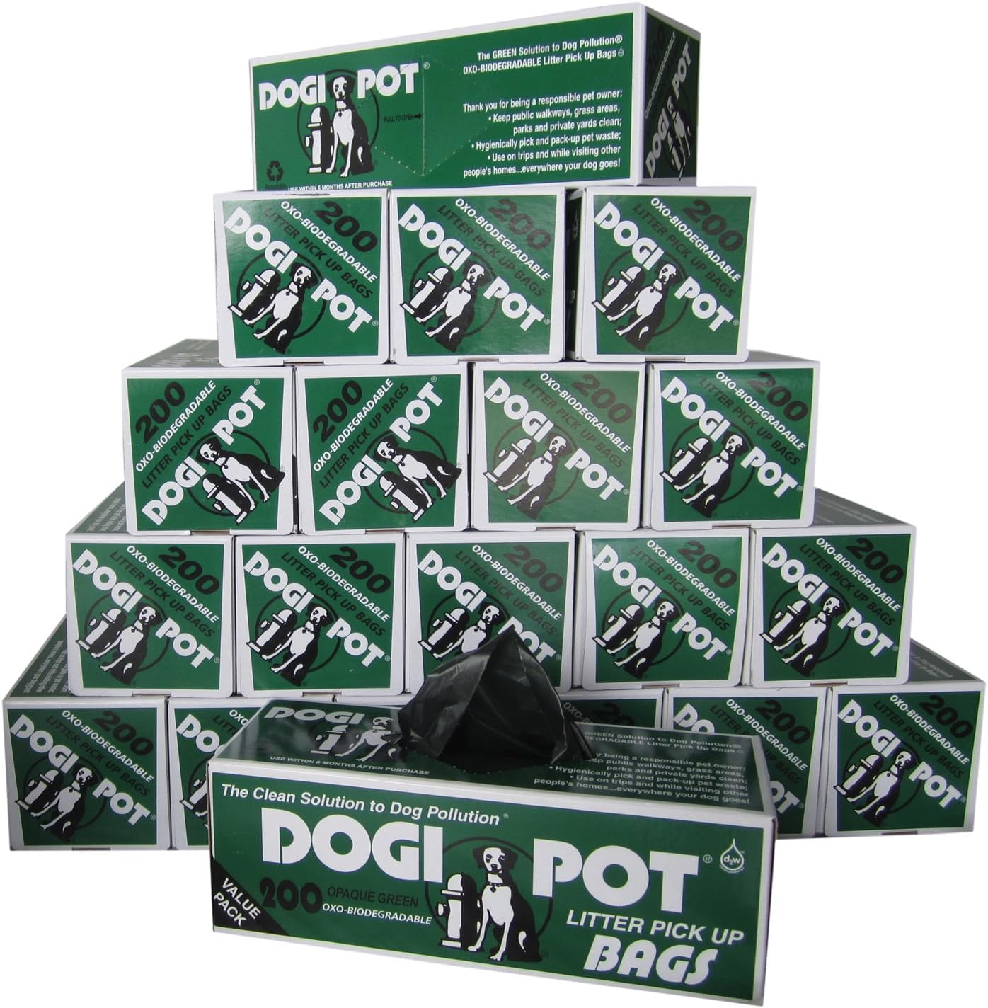DOGIPOT 1402-20 20 Roll Case, Litter Pick up Bag Rolls, 200 Bags per ...