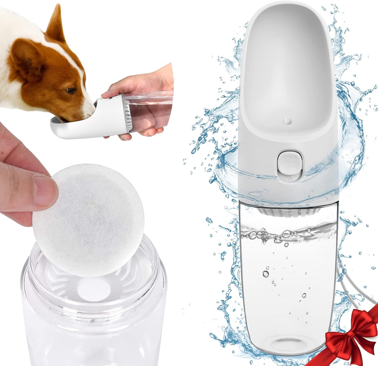 DOGNESS Dog Water Bottle with Filters, Portable Leak Proof Dog Water ...
