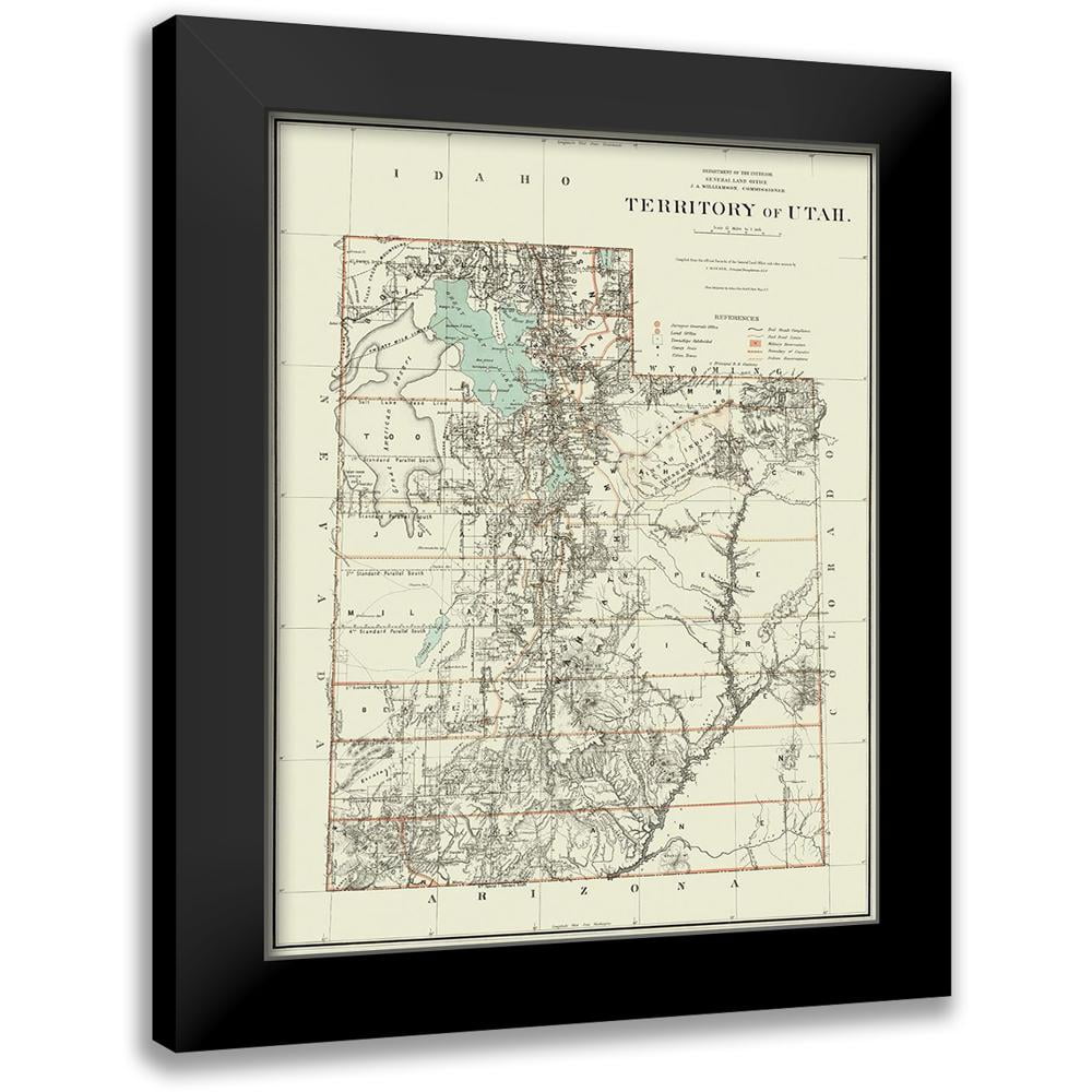 DOI 12x14 Black Modern Framed Museum Art Print Titled - Utah Territory ...