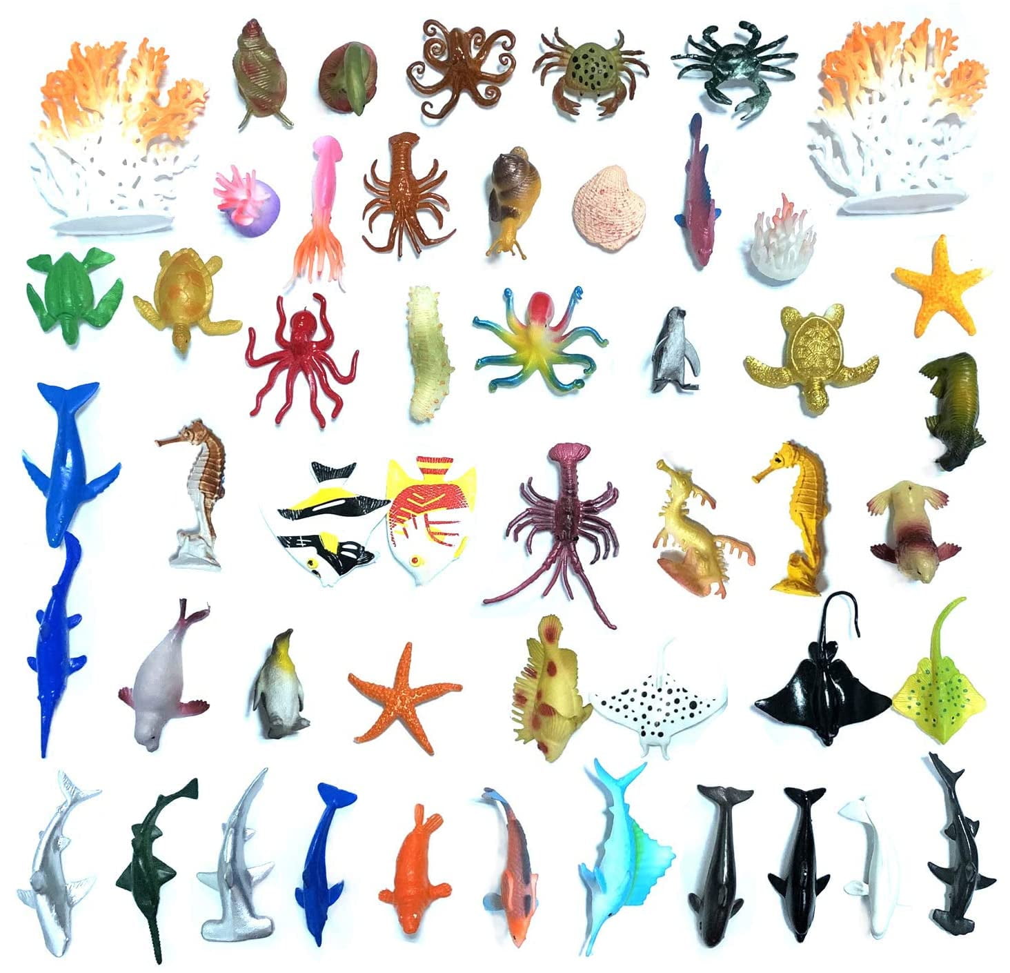 DOITEM 50 Pack Assorted Mini Vinyl RST1 Plastic Ocean Sea Animal ...