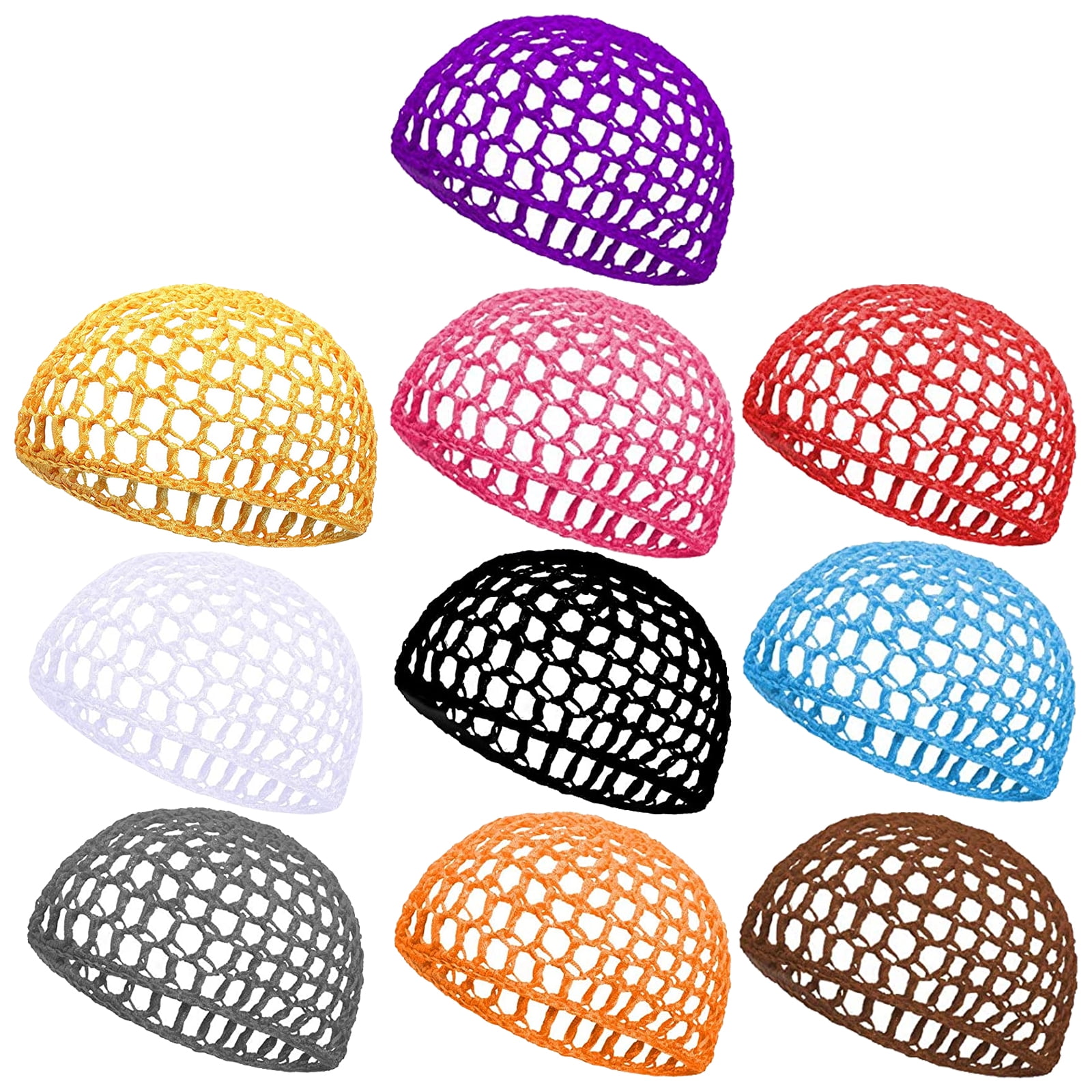 DOITOOL 10pcs Crocheted Hair Net Practical Crocheted Hairnet Colored ...