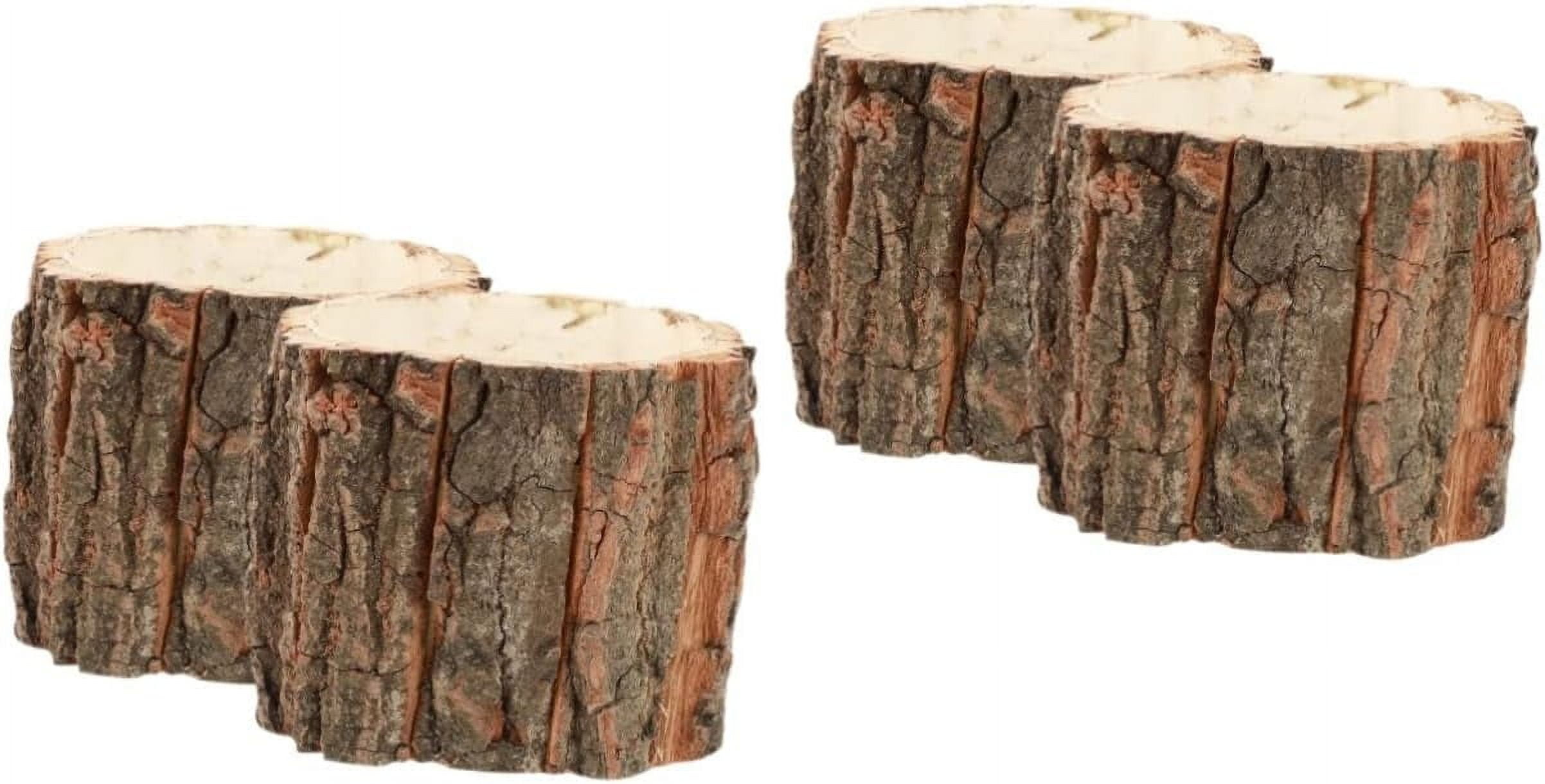 DOITOOL 4 Pcs Bark Flower Bucket Log Planter Outdoor Container Outdoor ...