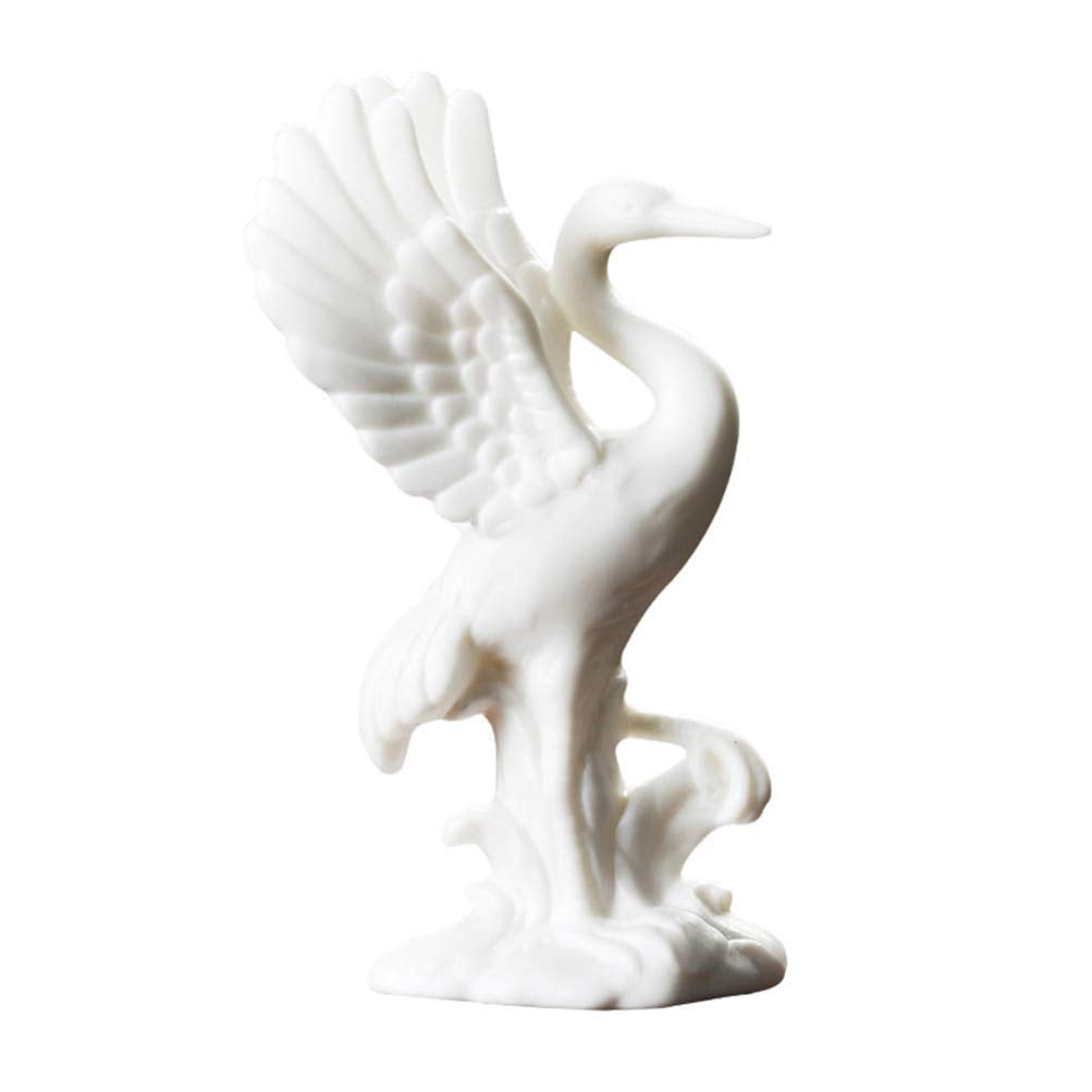 DOITOOL Crane Statue Ornament Ceramic Crane Figurine Miniature Animal ...