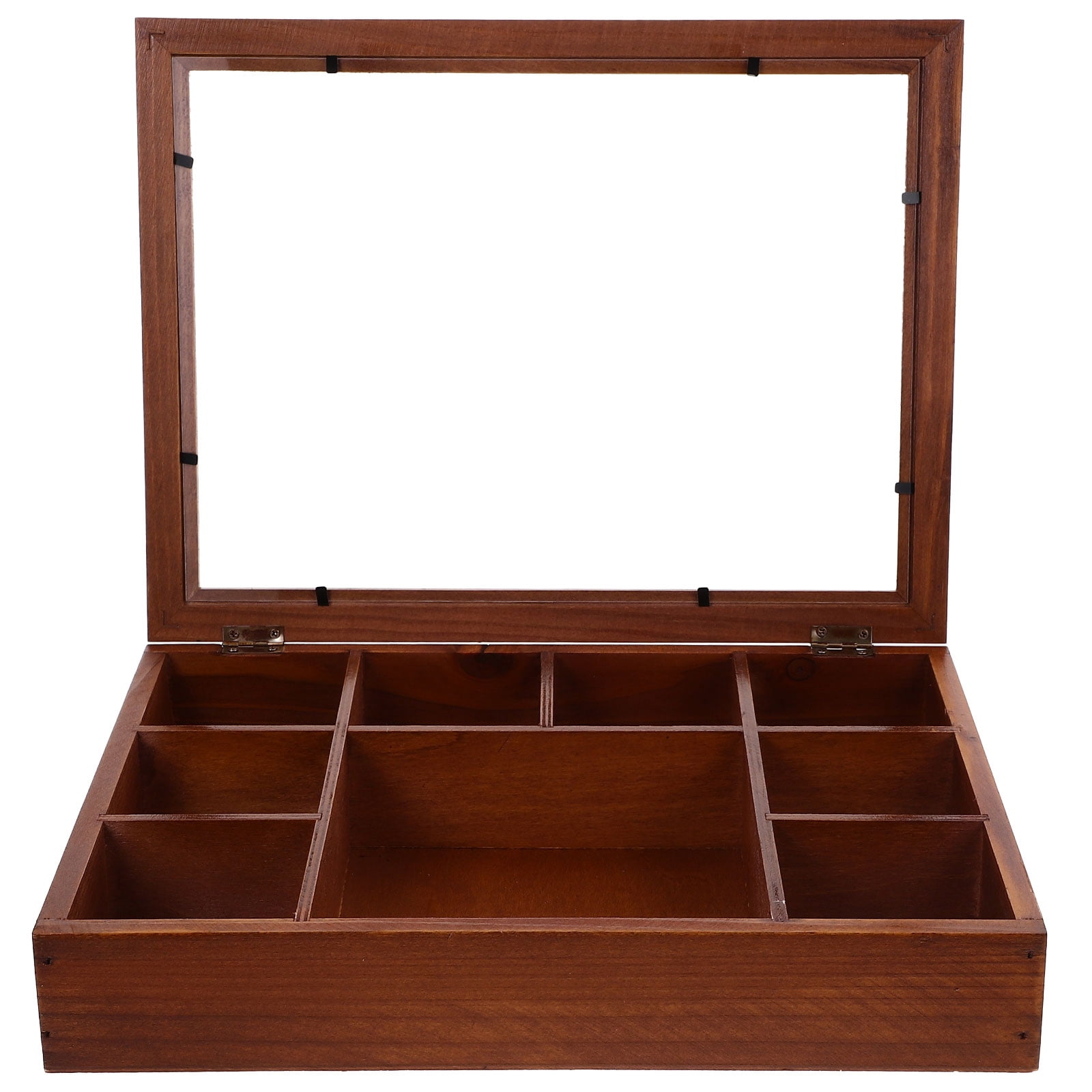 DOITOOL Retro Wood Display Box with Clear Lid Crystal Gem Case Rock ...