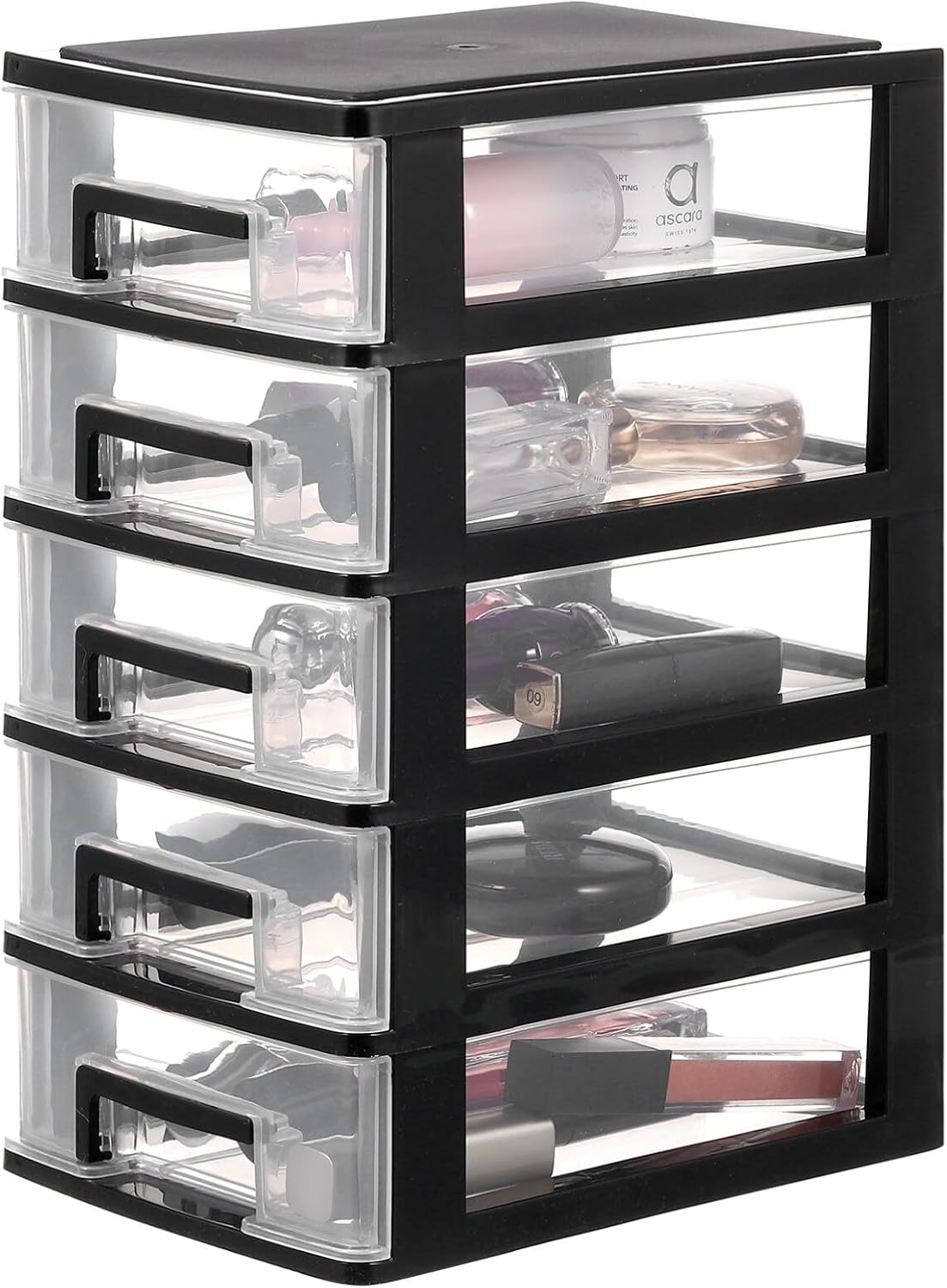 DOITOOL Transparent Black Plastic Storage Drawers Desk Organizer with ...