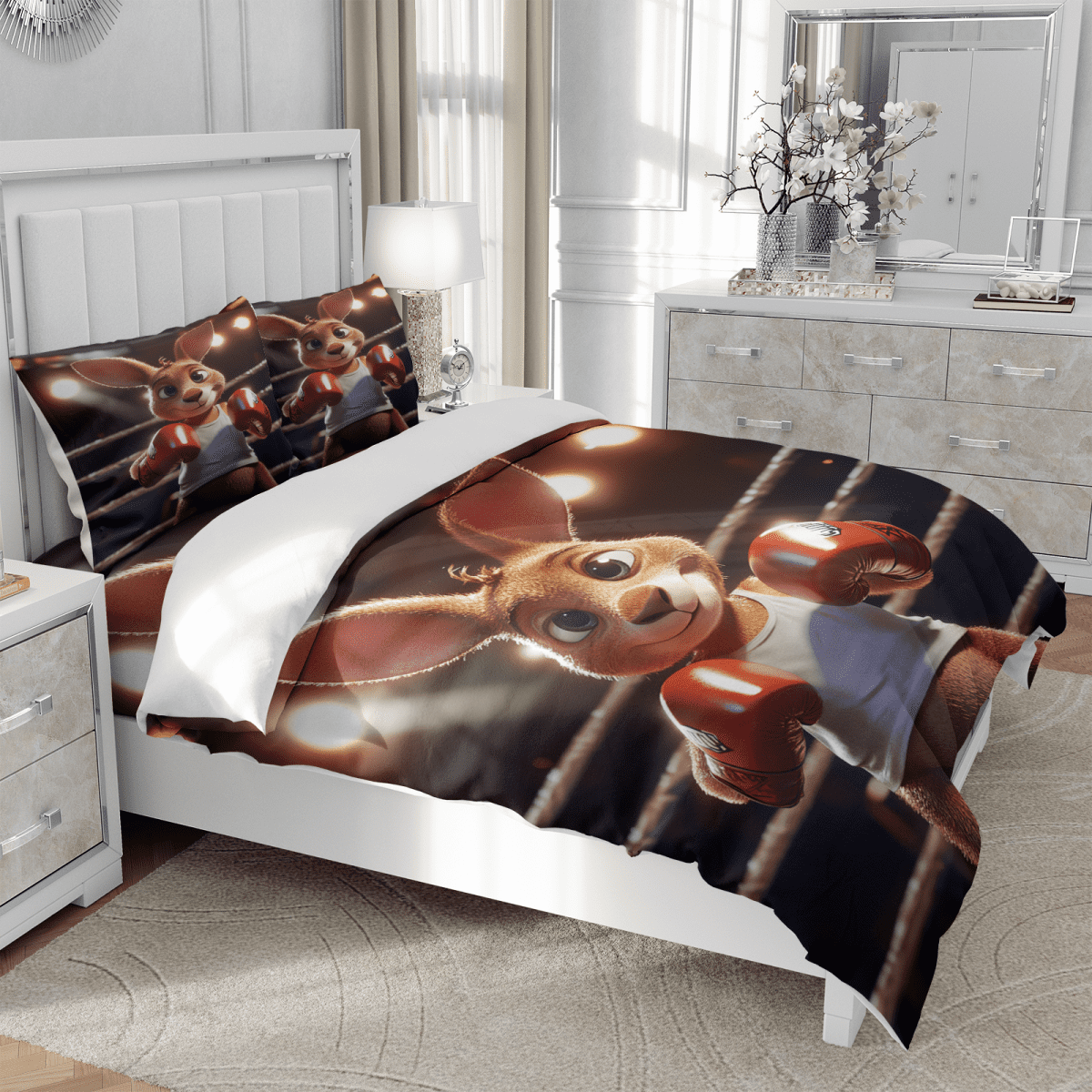 DOJLIO 3D Brown Kangaroo Printed Duvet Cover Comforter Cover Set Queen ...