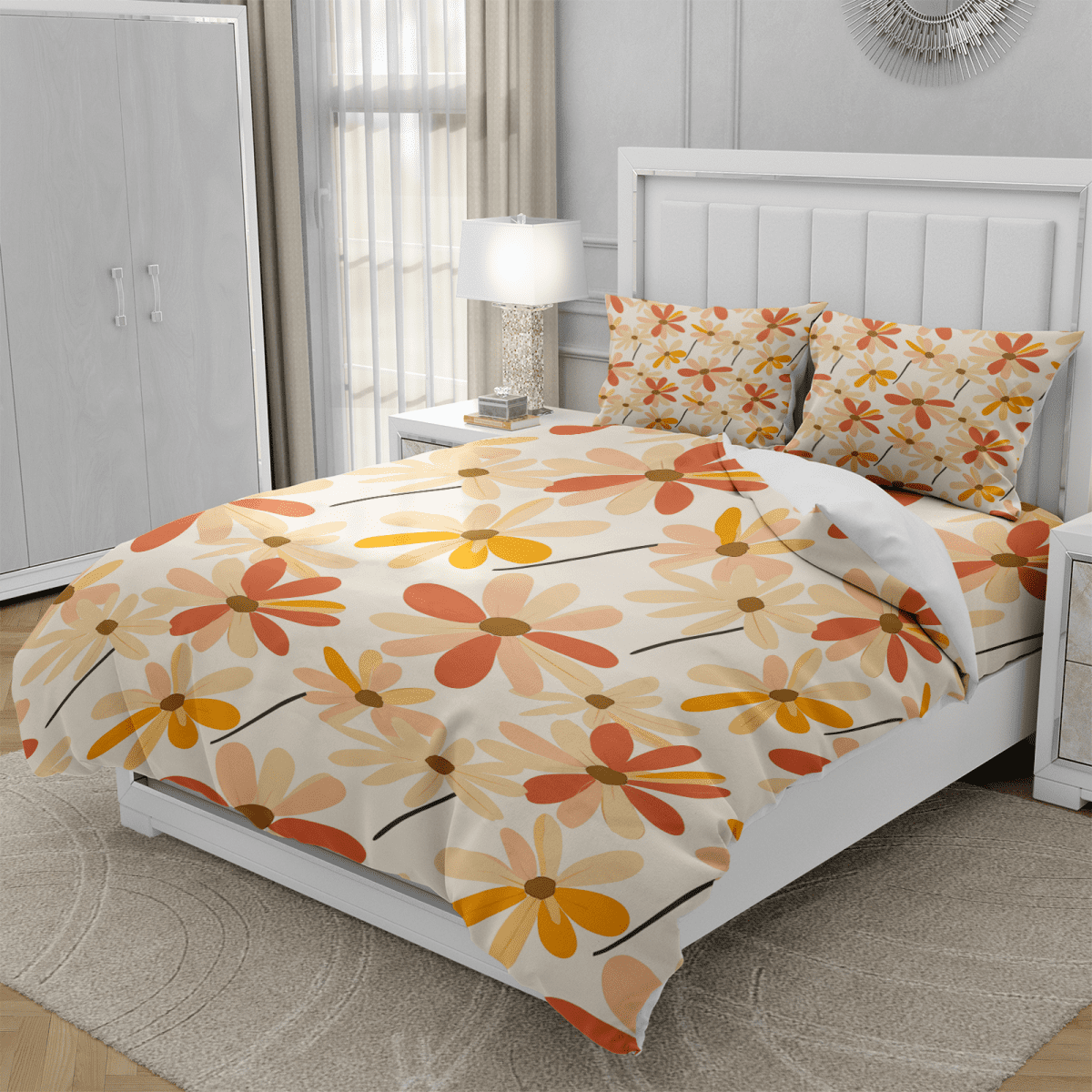DOJLIO Beautiful Floral Duvet Cover Queen - Flower Duvet Cover Queen ...