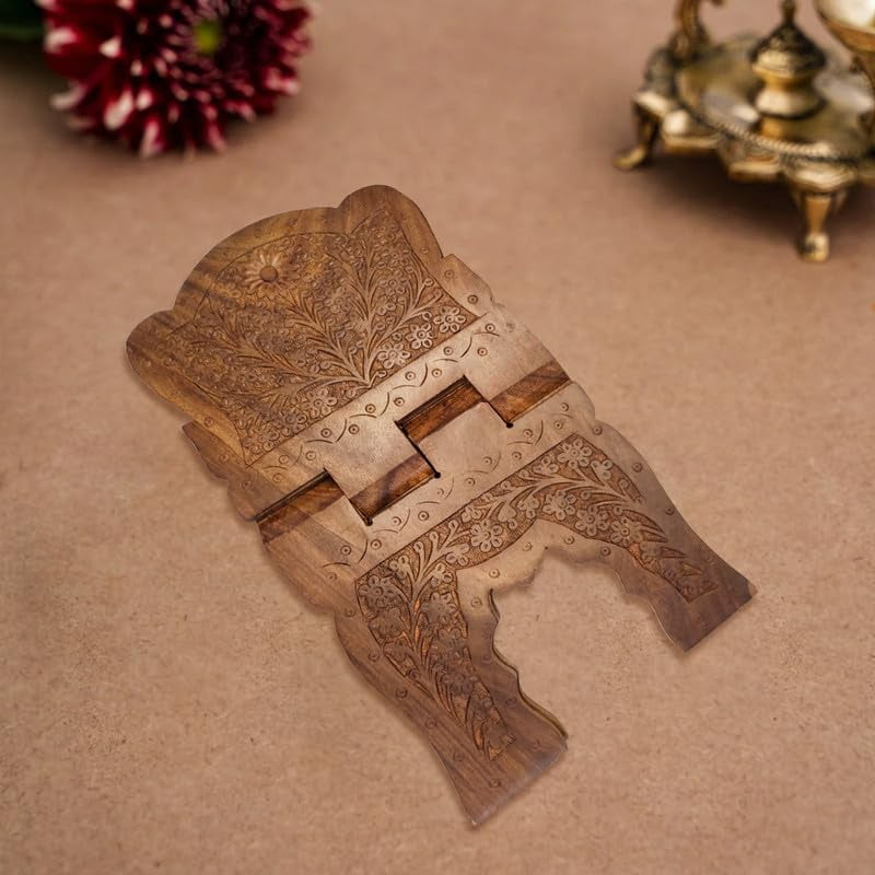 DOKCHAN Wooden Handcraft Fordable Flower Design Religious Book Stand ...
