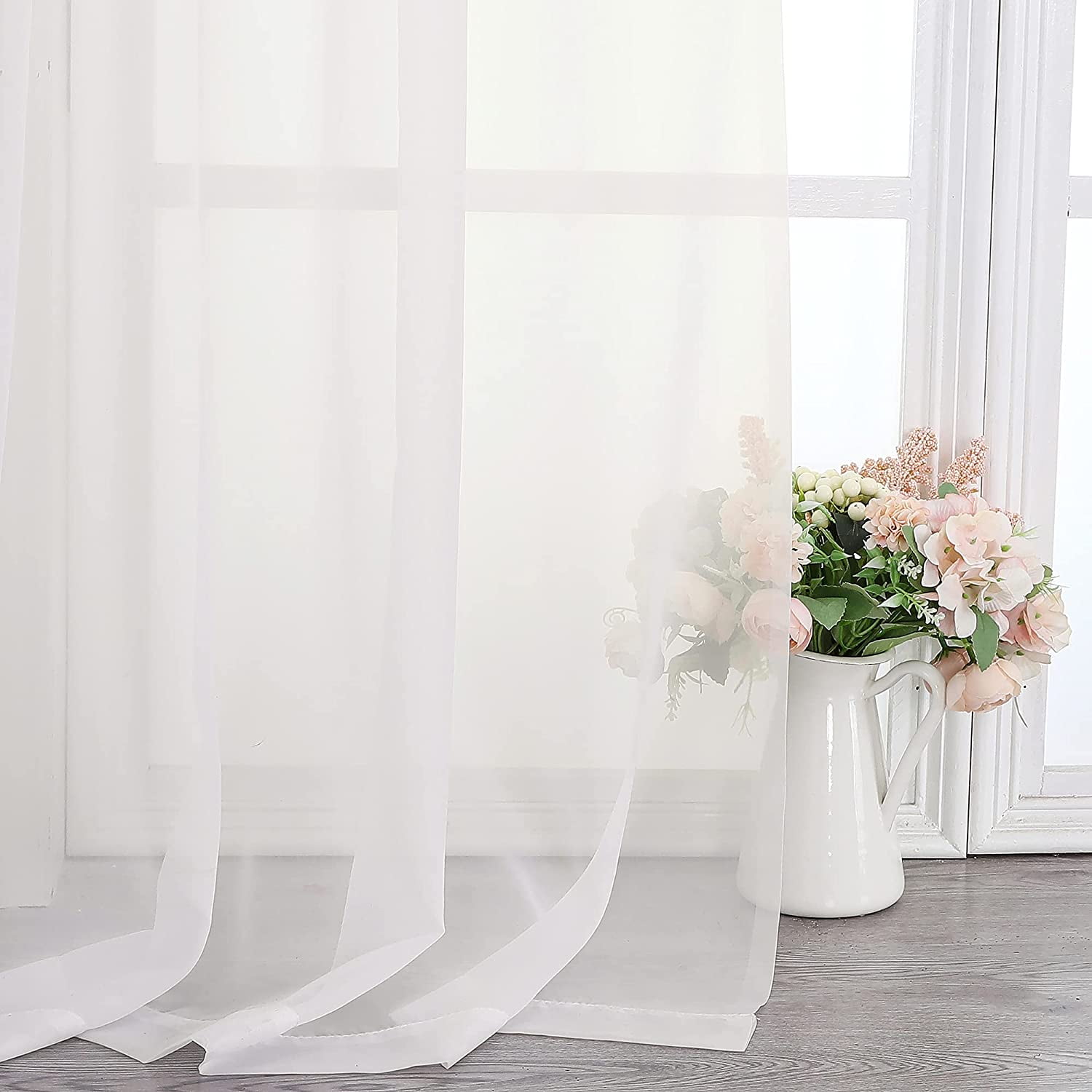 DOKIRO-Ivory Sheer Curtains 108 Inches Long, Extra Long Rod Pocket ...