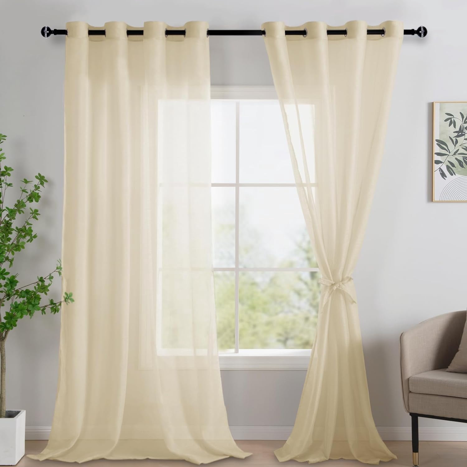 DOKIRO-Semi Sheer Curtains for Living Room - 96 inches Long with ...