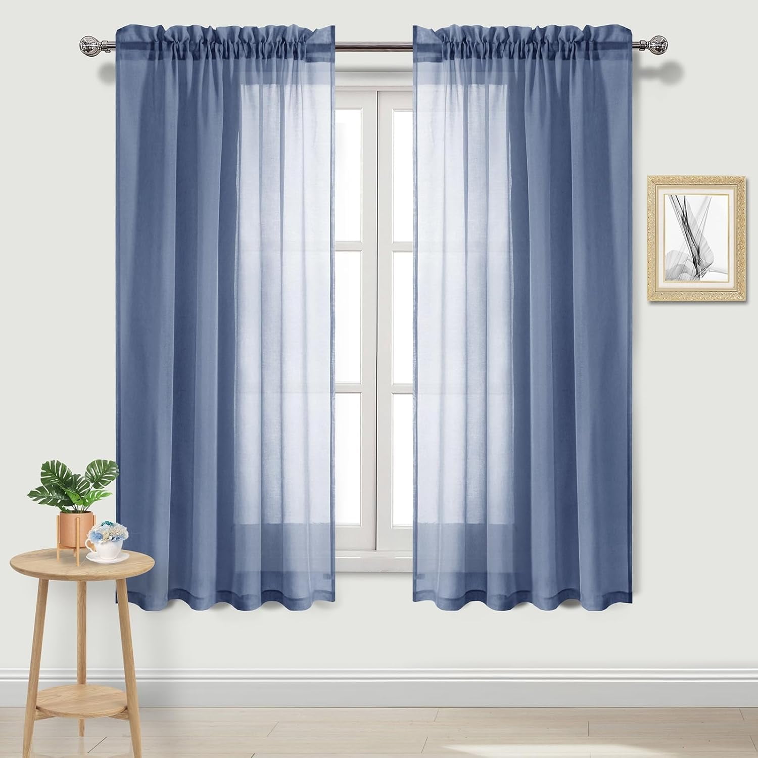 DOKIRO-Sheer Curtains Semi Transparent Voile Rod Pocket Curtains for ...