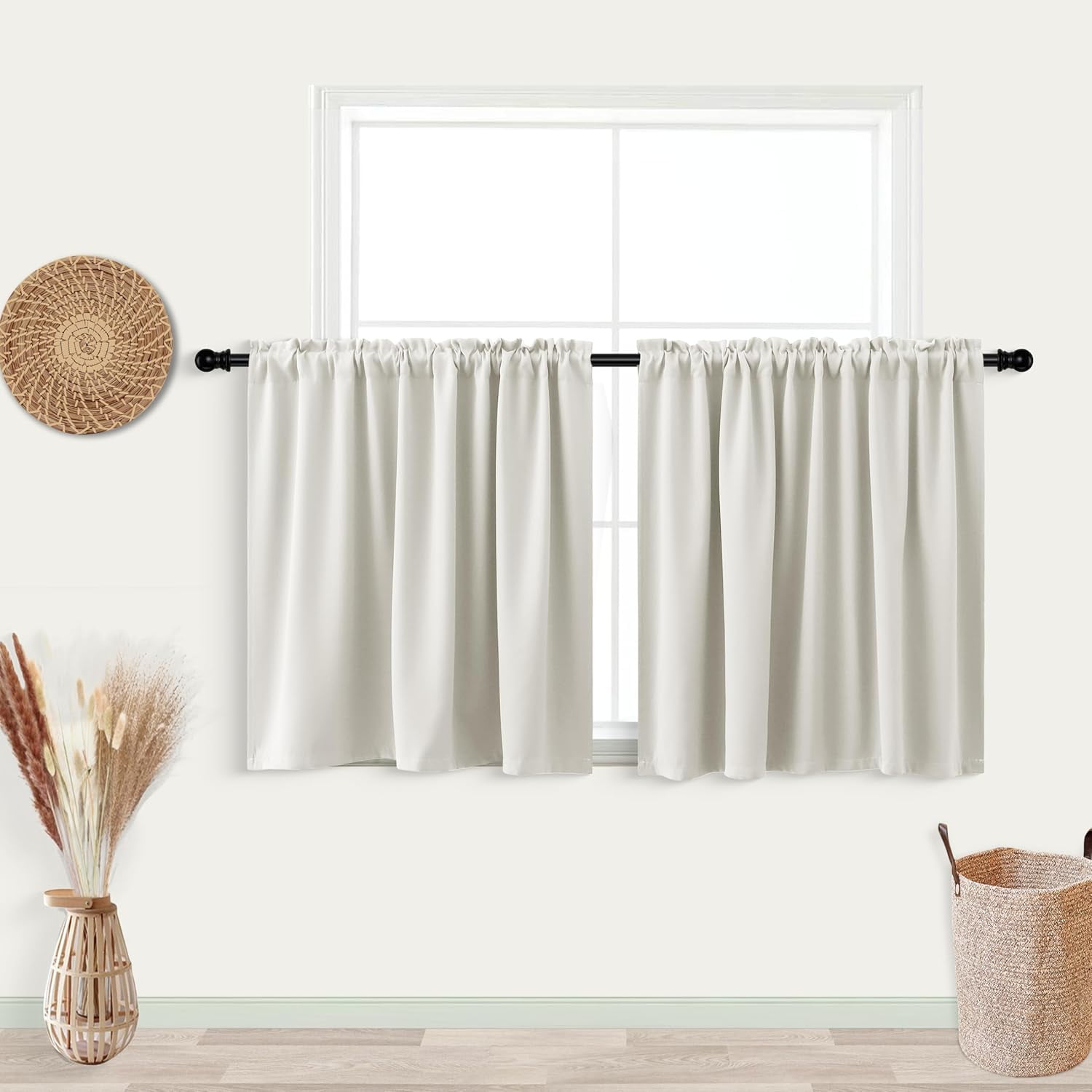 DOKIRO-Short Curtains 30 Inches Long for Bathroom Set of 2 Panels Cafe ...