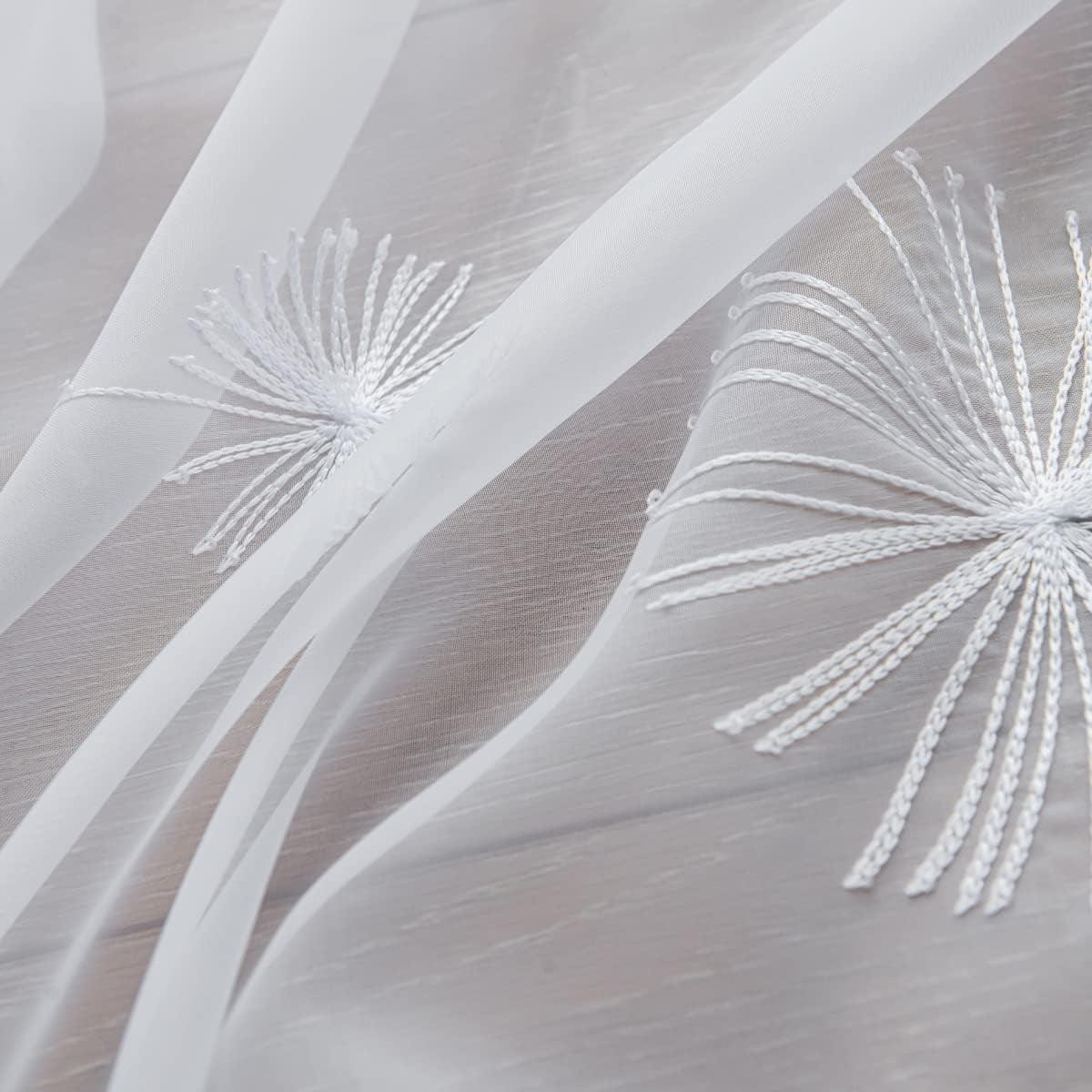 DOKIRO-Window Art Three-Dimensional Embroider Dandelion Sheer Curtains ...