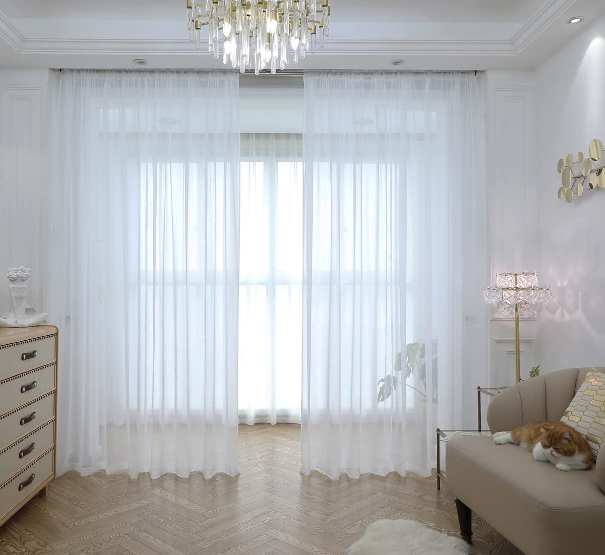 DOKIRO-Windows Ivory Sheer Curtains 120 Inches Length 42 Inches Width 2 ...