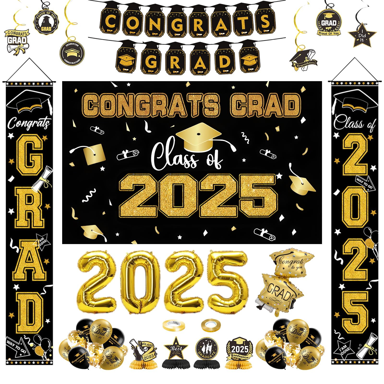 DOKKOME Graduation Decorations Class SSF20 of 2025 - Black Graduation ...