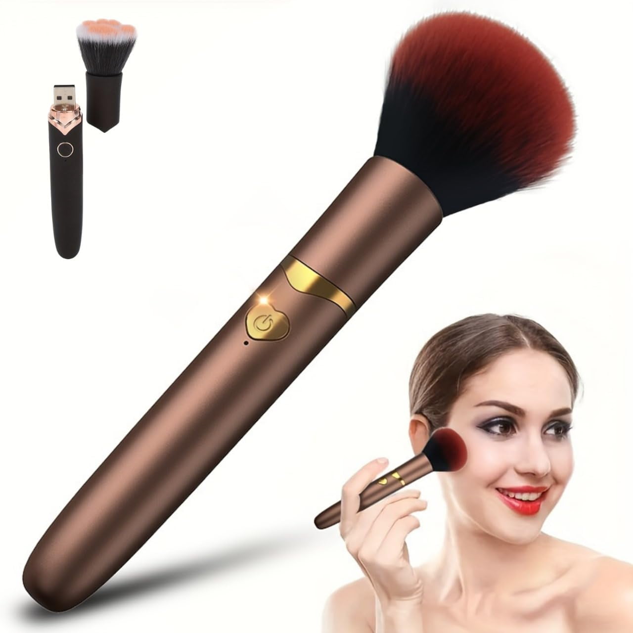DOKMOE Soft Makeup Brush Electric Makeup Massage Brush with 10 Gears ...