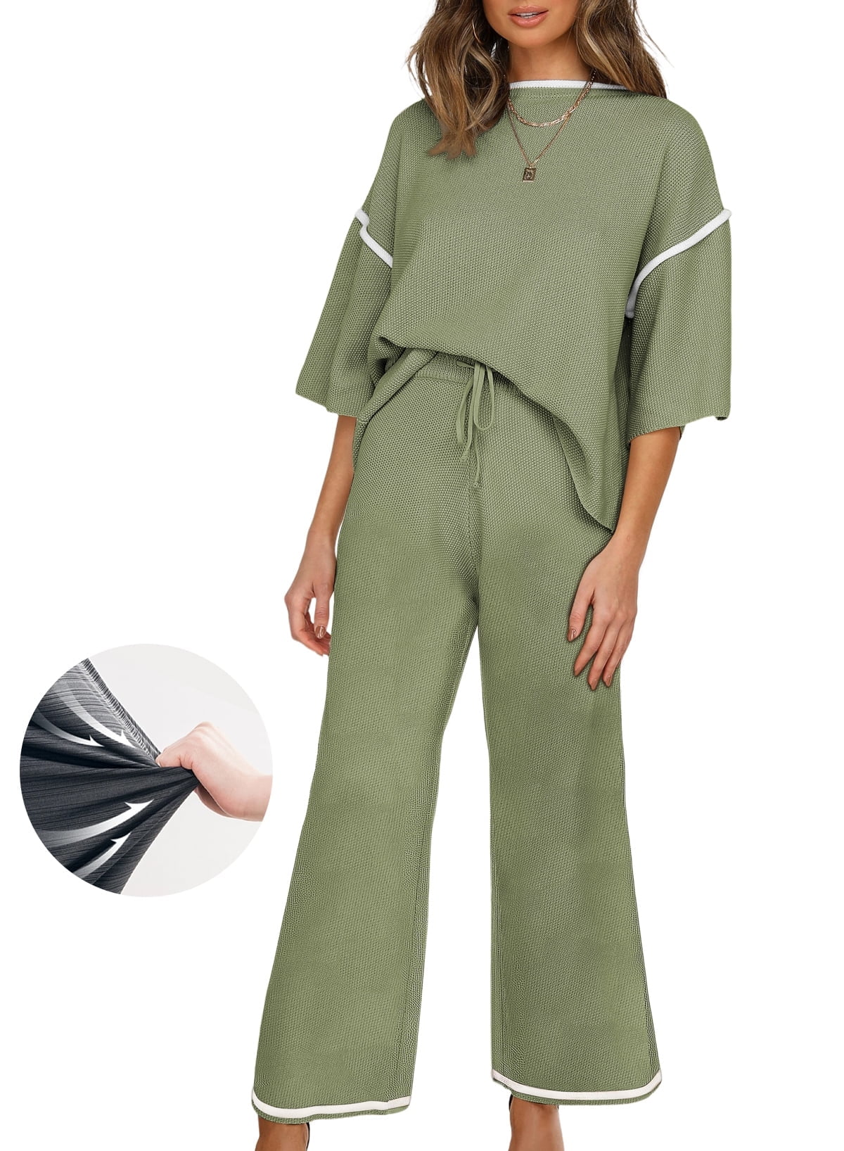 DOKOTOO 2 Piece Outfits for Women Lounge Sets Half Sleeve Knit Sweater ...