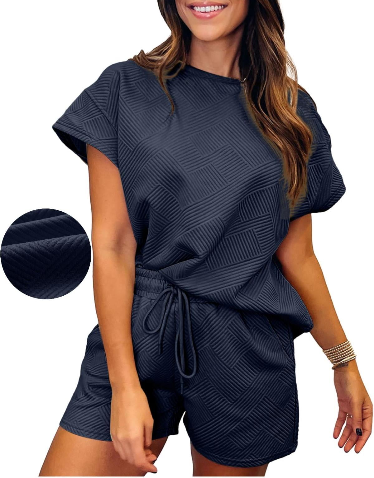 DOKOTOO 2 Piece Outfits for Women Lounge Sets Casual Short Sleeve Tops ...