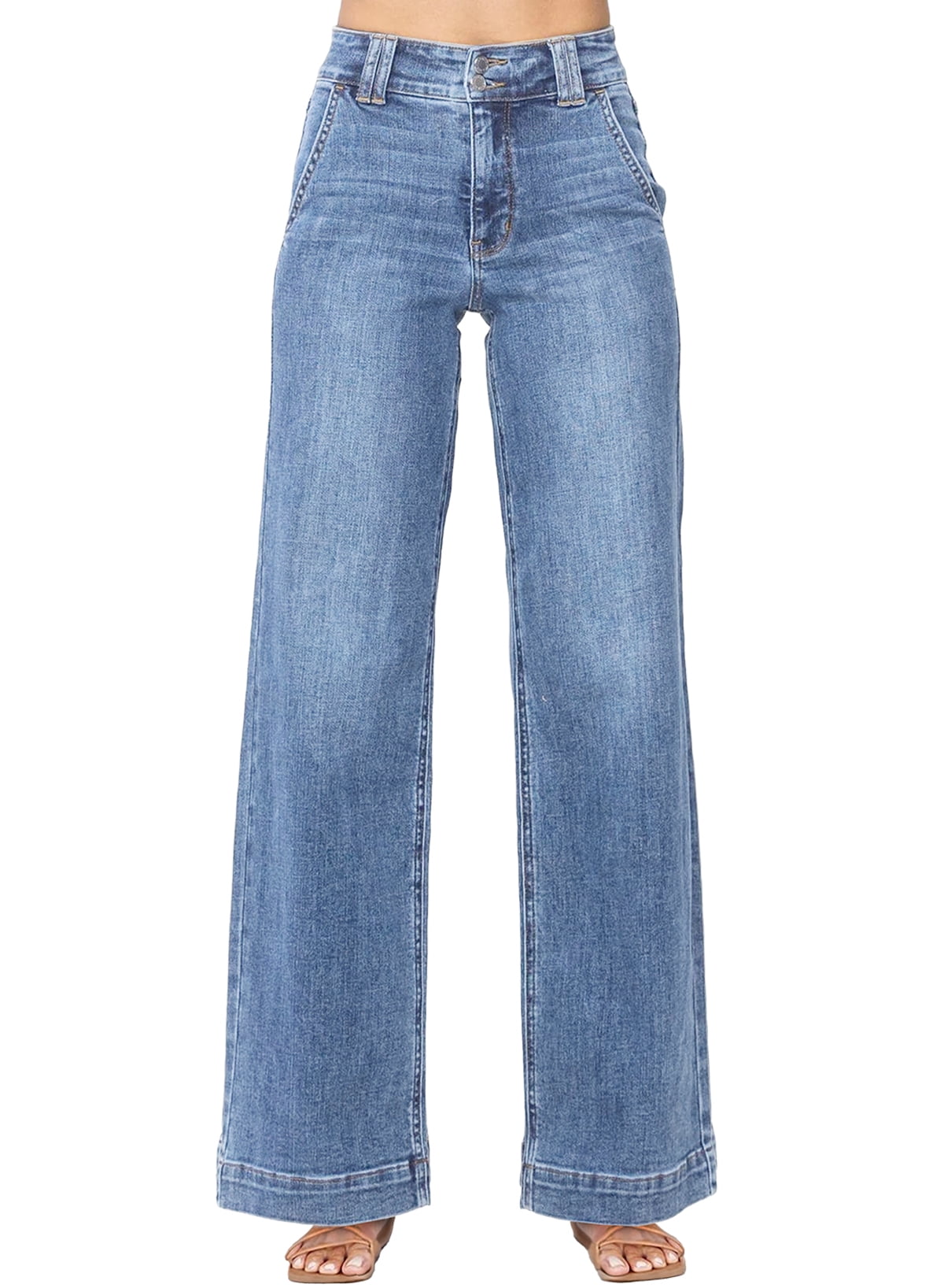 DOKOTOO Jeans for Women High Waisted Wide Leg Jeans Trendy Stretchy ...