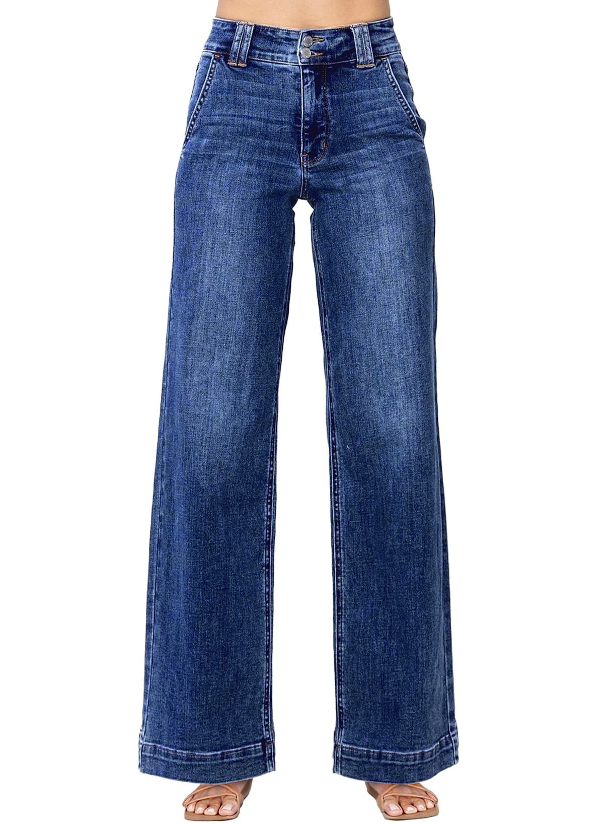 DOKOTOO Jeans for Women High Waisted Wide Leg Jeans Trendy Stretchy ...