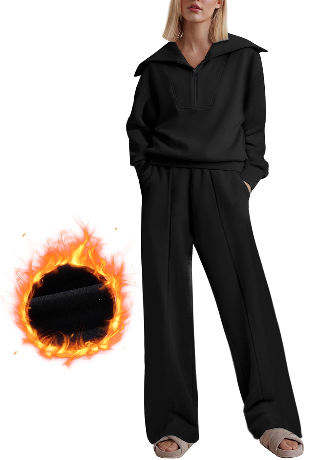 DOKOTOO Sweatsuit Sets for Women 2 Piece Lounge Set Half Zip Sweatshirt ...