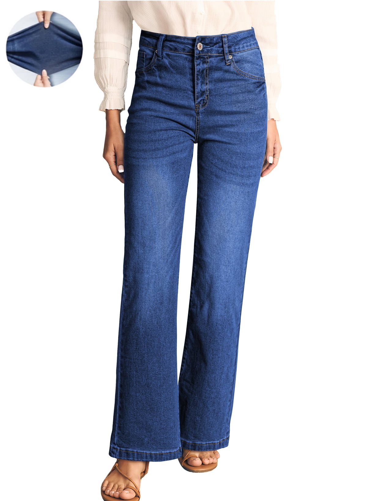 DOKOTOO Wide Leg Jeans for Women High Waisted Trendy Strechy Denim ...