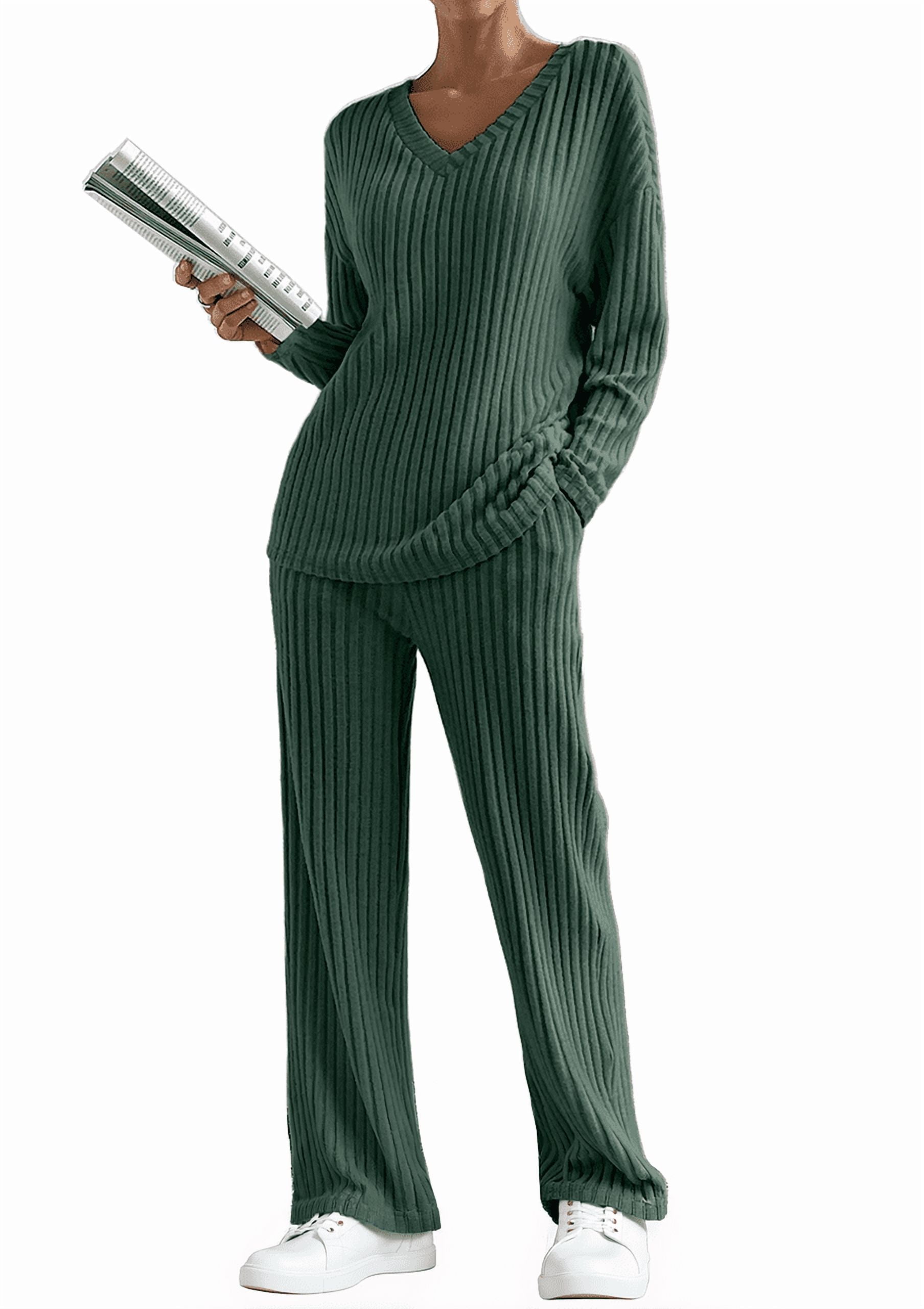DOKOTOO Two Piece Lounge Sets for Woman Fall Loungewear Outfits Ribbed ...