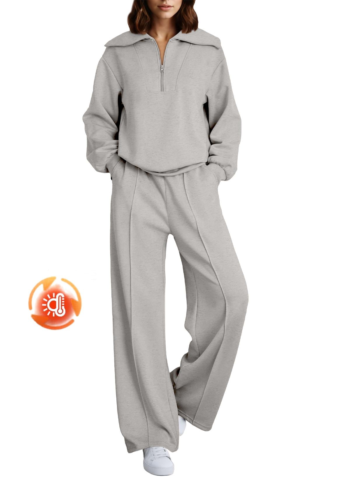 DOKOTOO Women's 2 Piece Outfits Plus Size Jogger Sets Fleece Lining ...