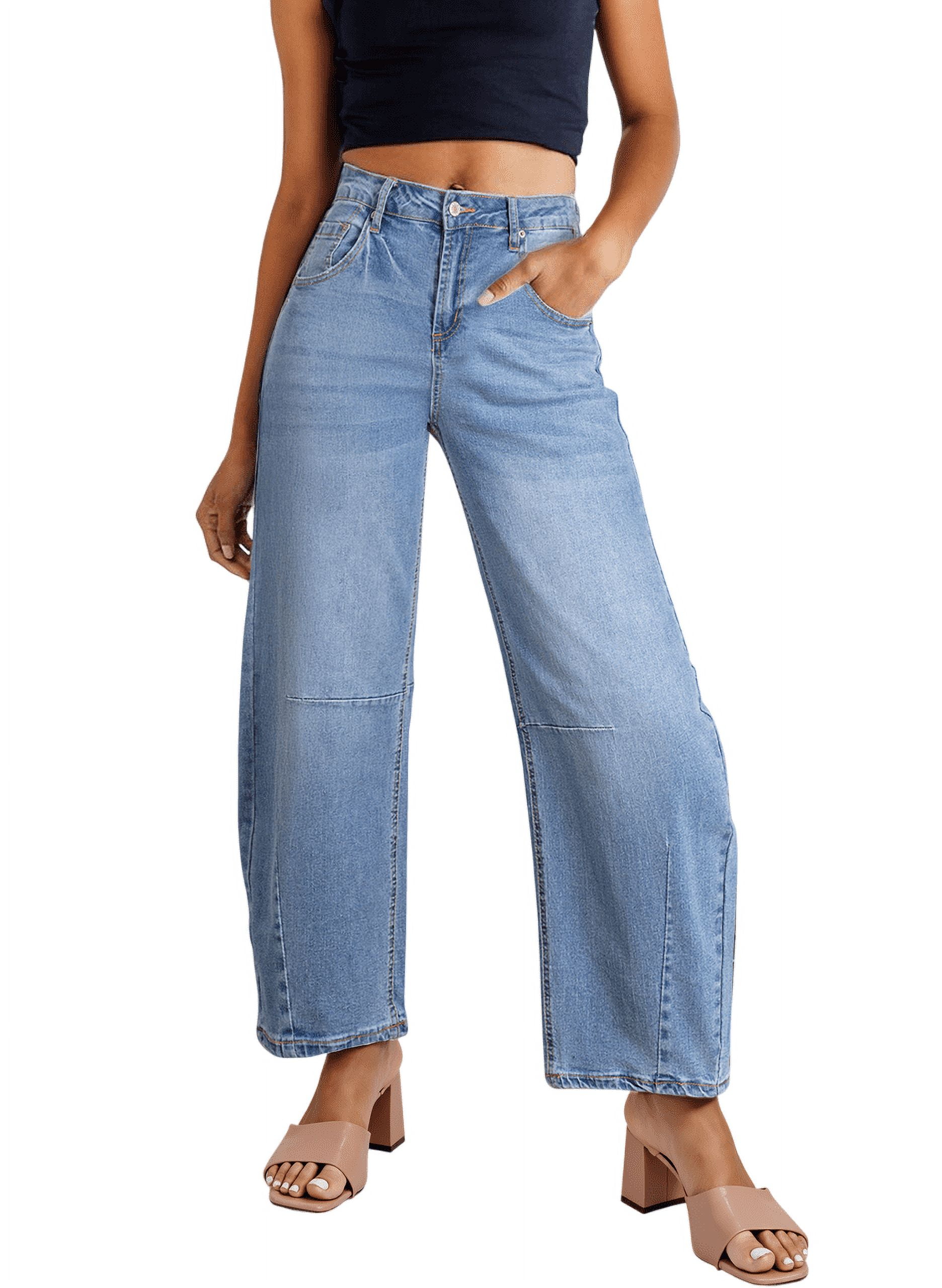 DOKOTOO Women's Barrel Jeans Wide Leg Vintage Mid Rise Y2k Baggy ...
