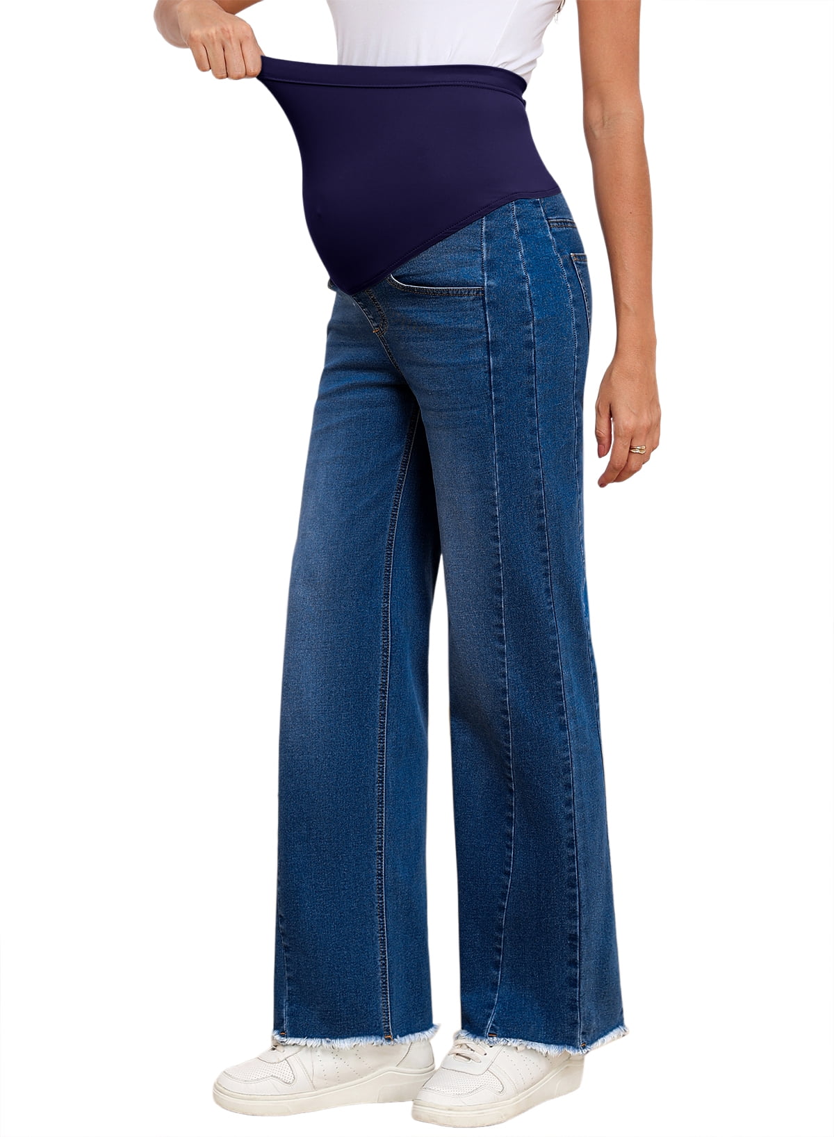 DOKOTOO Women's Maternity Jeans with Full Elastic Panel - High Waist ...