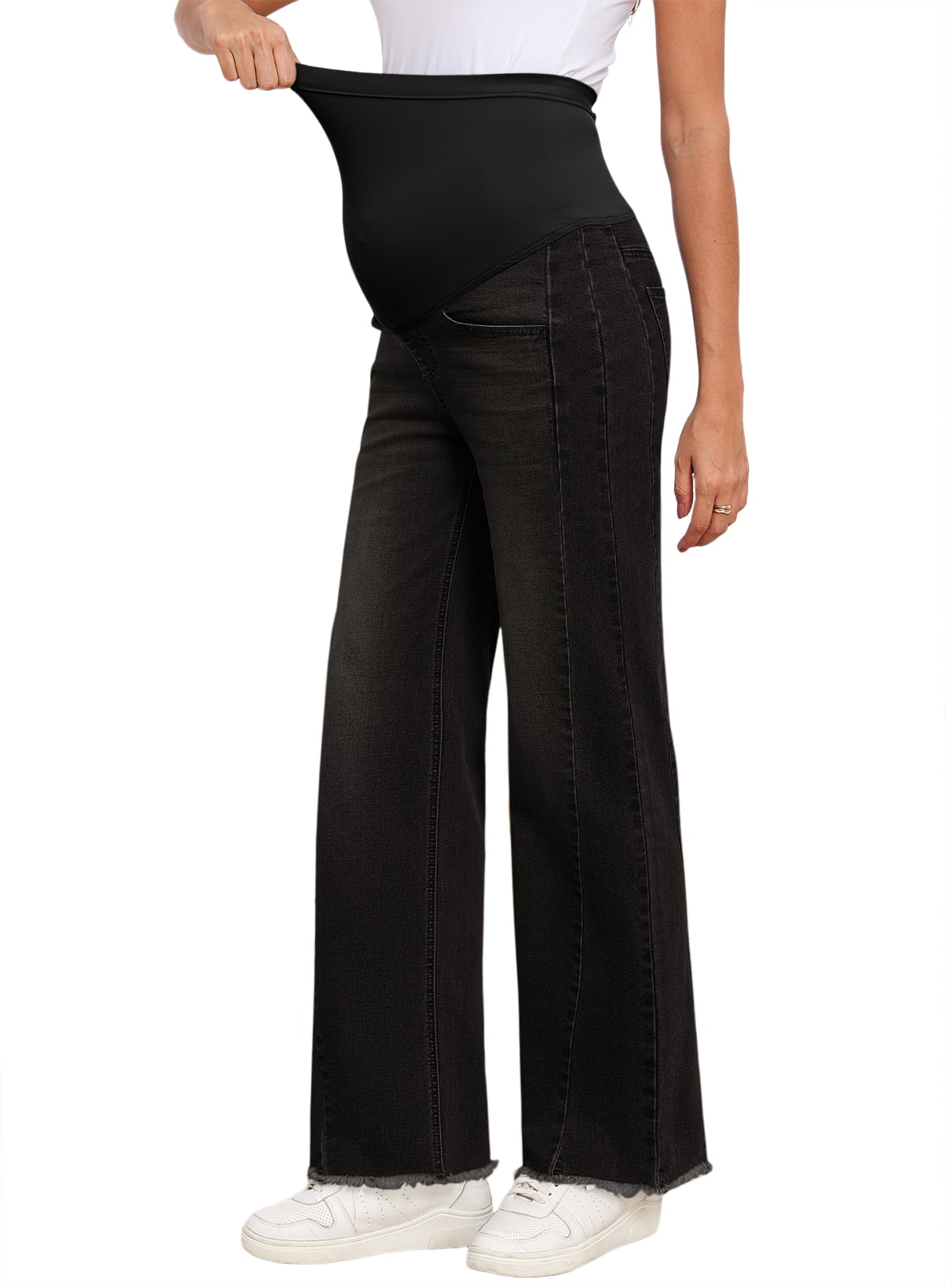 DOKOTOO Women's Maternity Jeans with Full Elastic Panel - High Waist ...