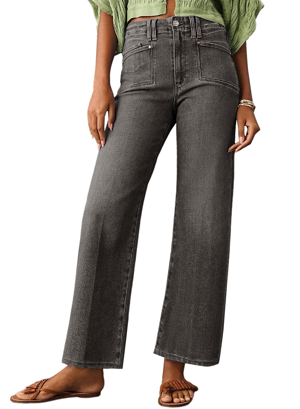 DOKOTOO Women's Wide Leg Jeans High Waisted Stretchy Boyfriend Denim ...