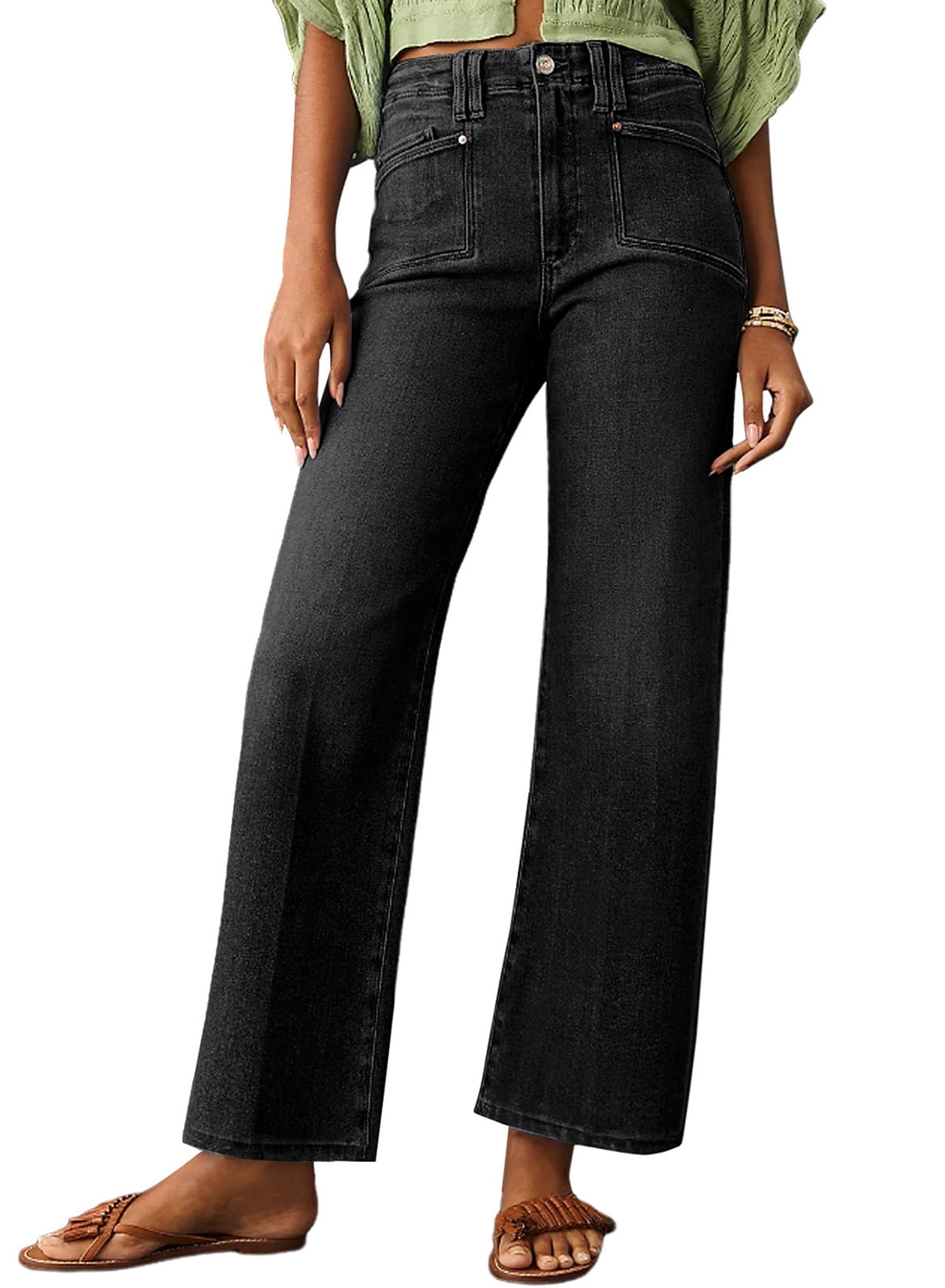 DOKOTOO Women's Wide Leg Jeans High Waisted Stretchy Boyfriend Denim ...