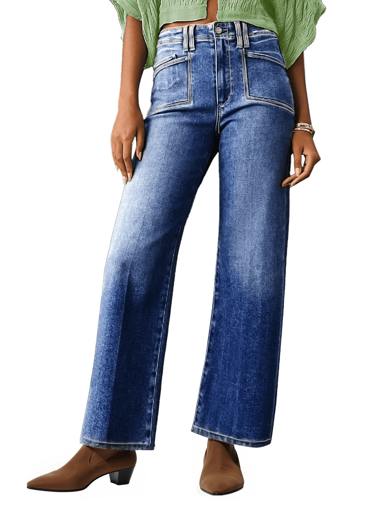DOKOTOO Women's Wide Leg Jeans High Waisted Stretchy Boyfriend Denim ...