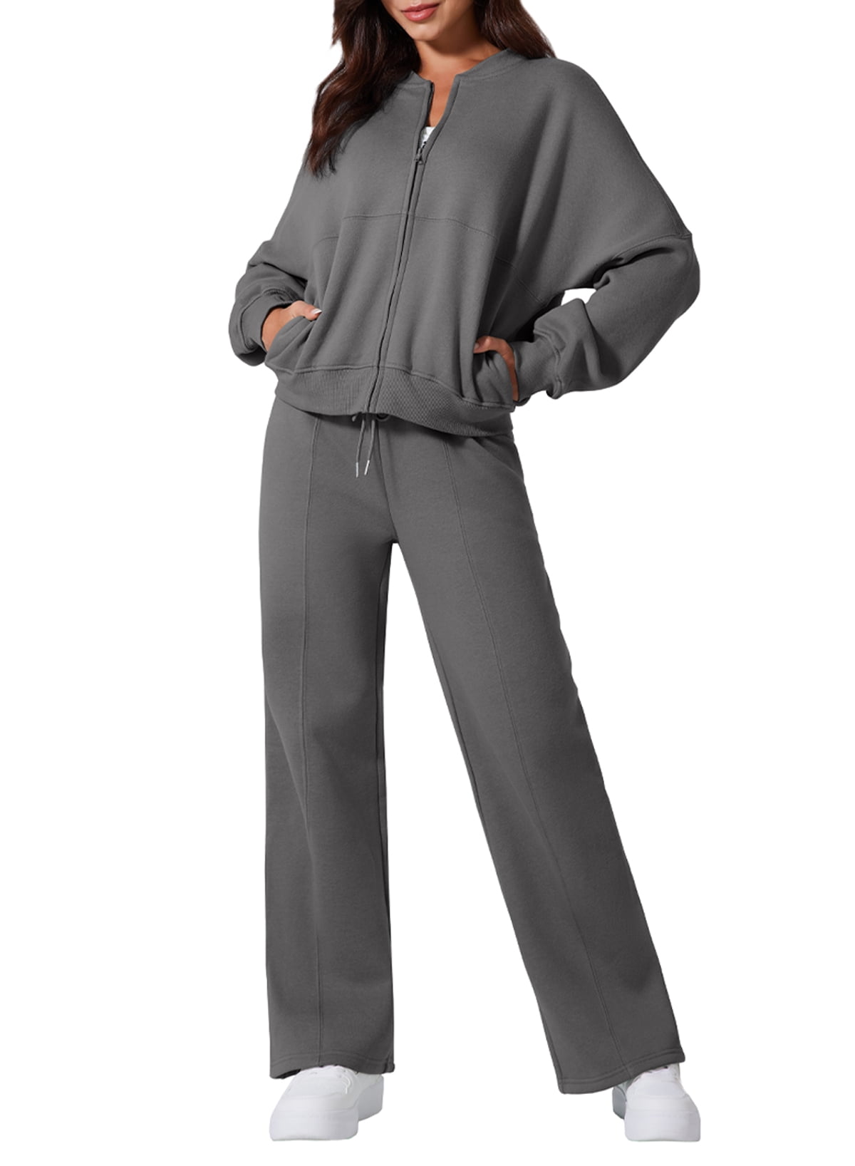 DOKOTOO 2 Piece Outfits for Women Oversized Lounge Set Fleece Sweatsuit ...