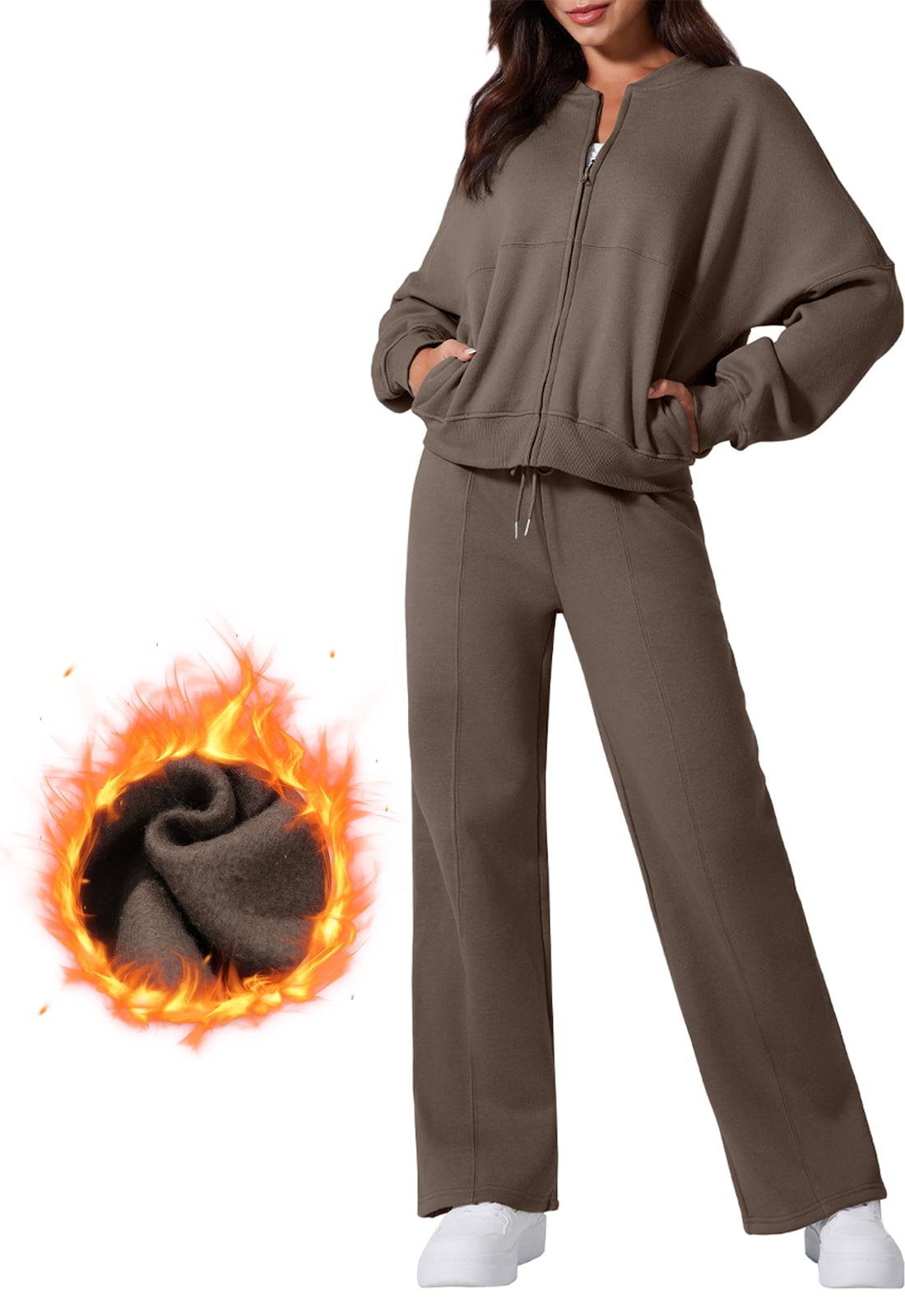 DOKOTOO Women's 2 Piece Outfits Tracksuit Sweatsuits Long Sleeve Zip Up ...