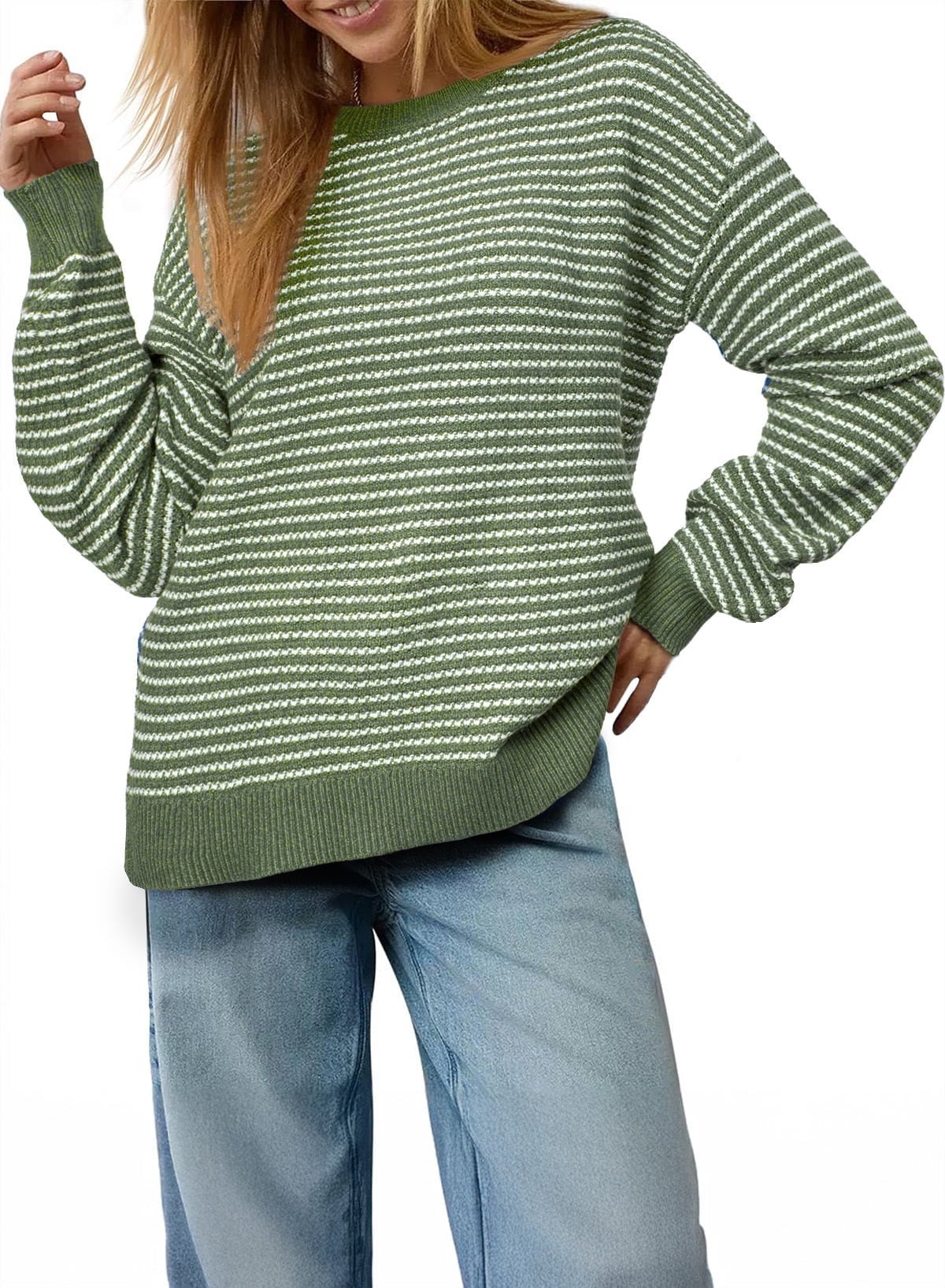 DOKOTOO Women Sweaters Long Sleeve Crewneck Sweaters Casual Knit ...