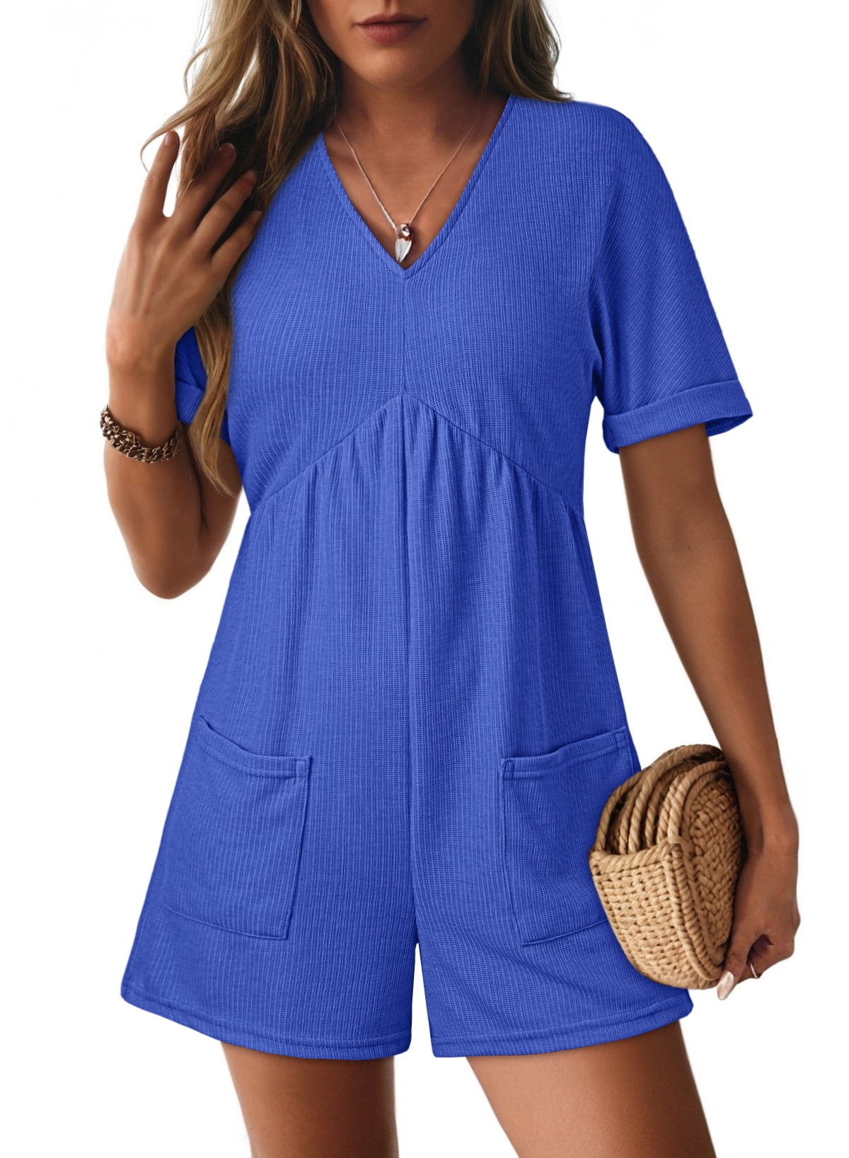 DOKOTOO Womens Rompers One Piece Short Jumpsuit Rompers Solid Color ...