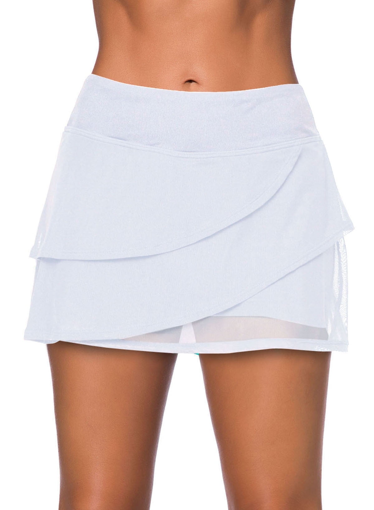 EVALESS Women's Full Coverage Swimwear: Summer Waistband Layered Ruffle ...