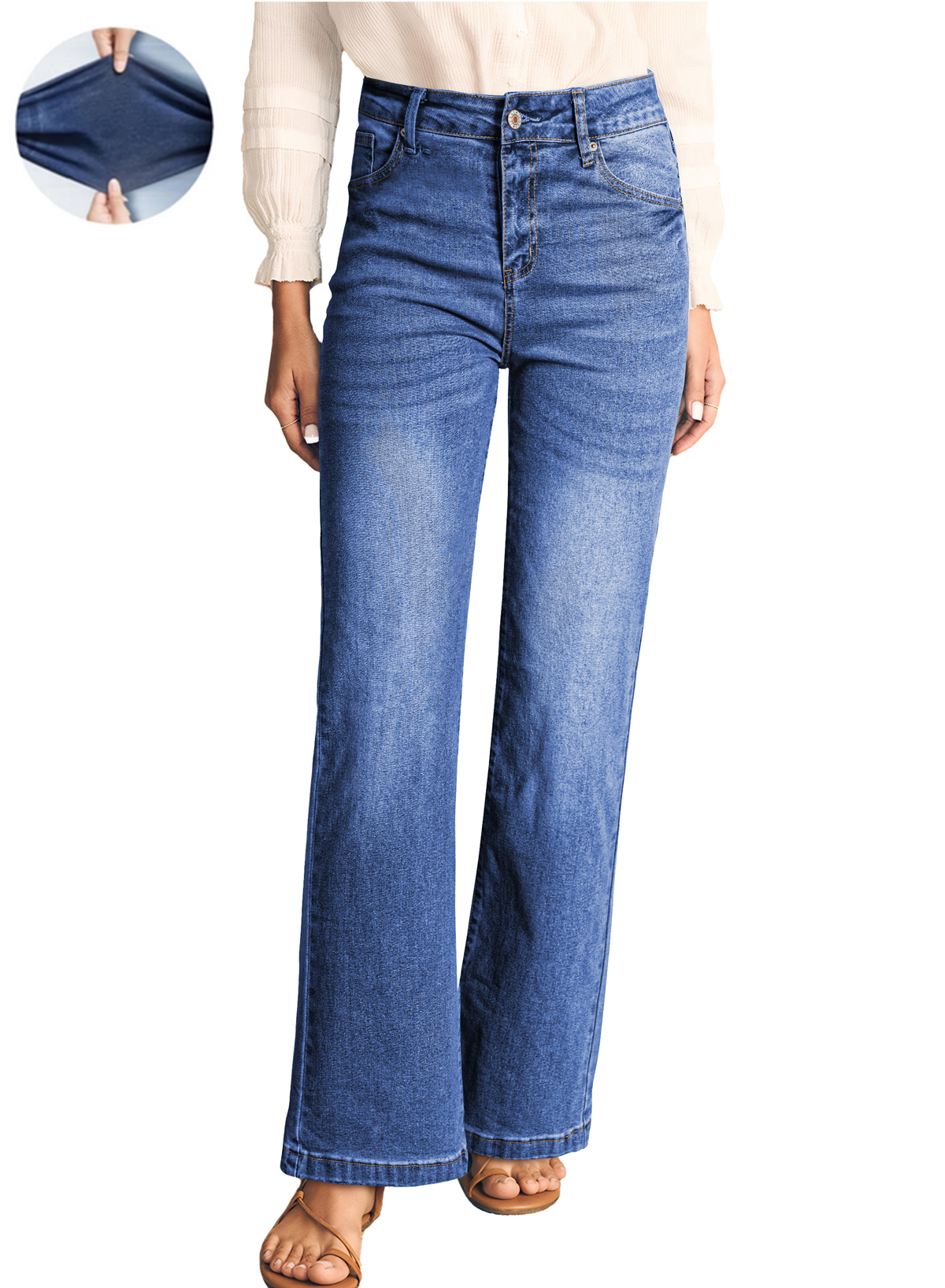 DOKOTOO Womens Wide Leg Jeans Trendy High Waist Straight Leg Baggy DOKOTOO Womens Wide Leg Jeans Trendy High Waist Straight Leg Baggy
