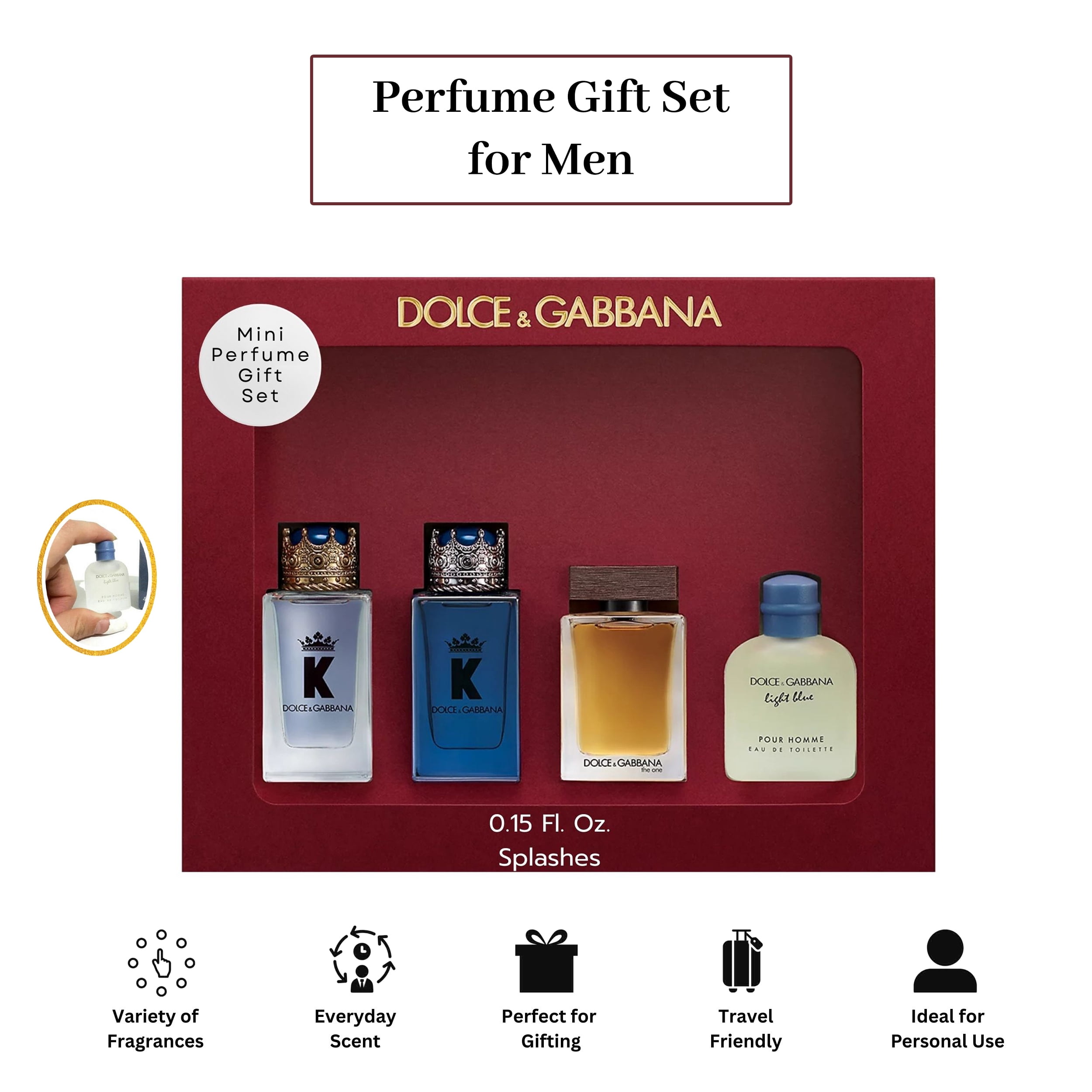 Dolce&Gabbana Mini Fragrance Discovery Set For Men 4pc - Walmart.com