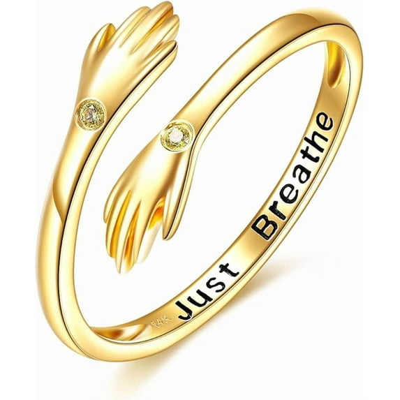 DOLIOX 14K Ring for Women Hug Ring Gold Adjustable Hug Hand Rings Just ...