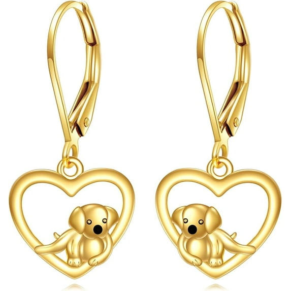 DOLIOX 14K Solid Gold Earrings for Women Hummingbird Butterfly Dog Cat ...