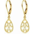 DOLIOX 14k Solid Gold Dangle Earrings for Women, Leverback Drop ...