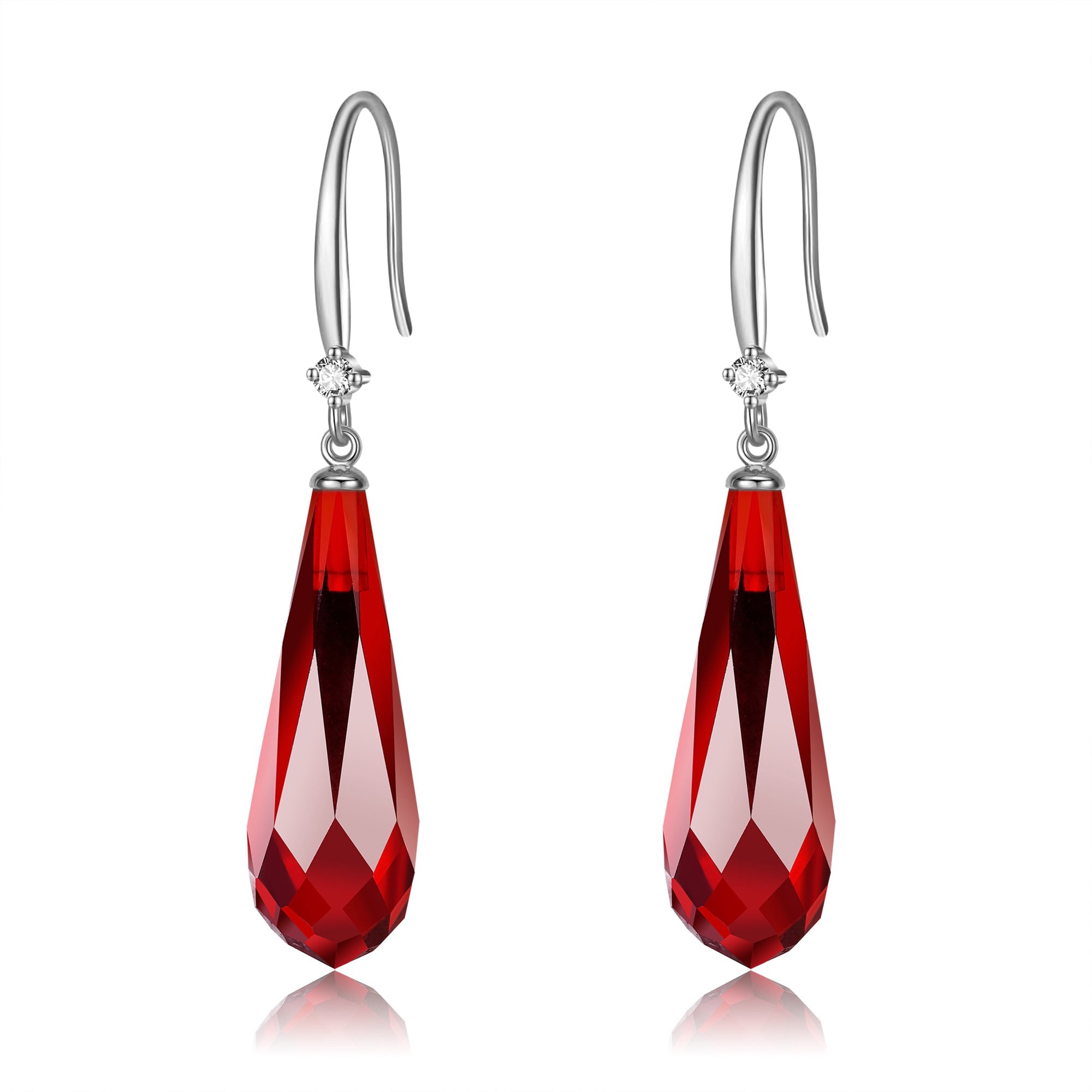 DOLIOX 925 sterling silver teardrop-shaped cut garnet earrings, garnet ...