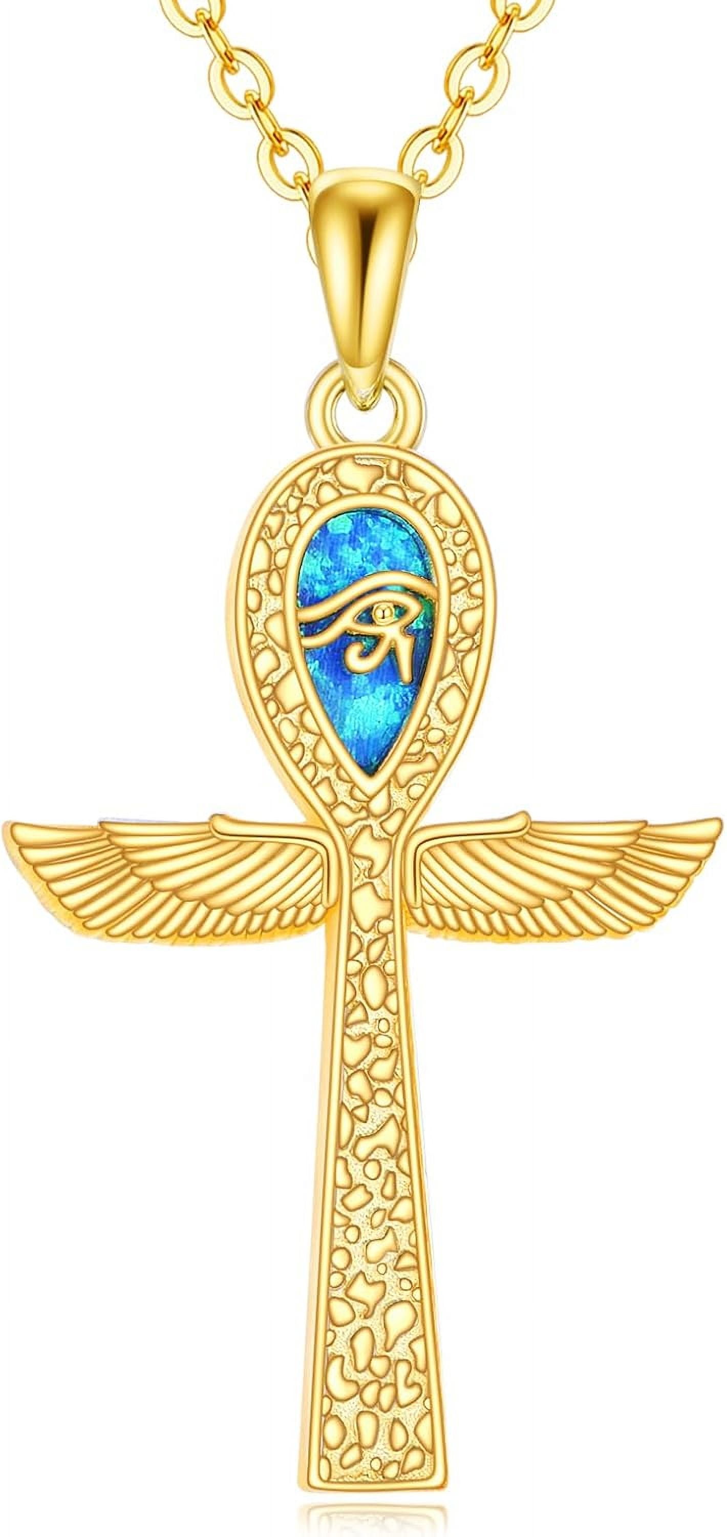 DOLIOX Ankh Necklace 925 Sterling Silver Ankh Cross Pendant Necklaces ...
