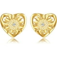 DOLIOX Christmas Gifts 14k Solid Gold Sunflower Stud Earrings for Women ...